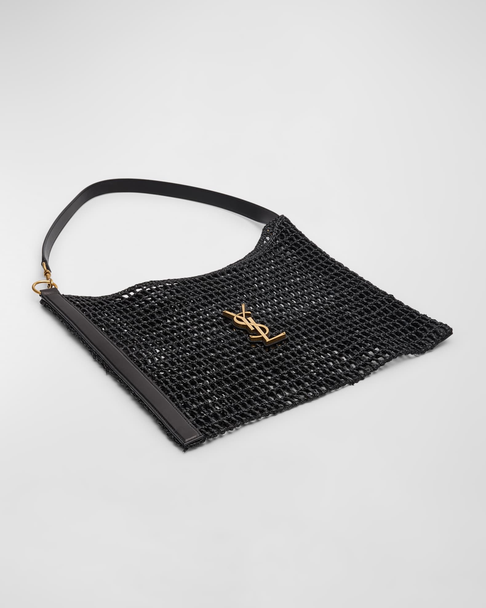 Saint Laurent Men's Xalis YSL Shoulder Bag in Raffia Macrame | Neiman ...