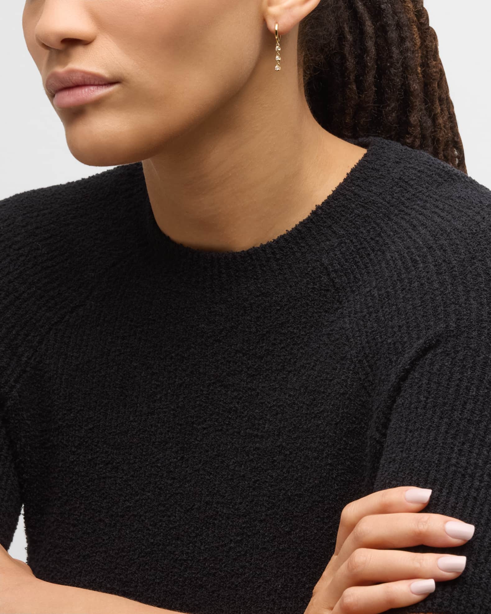 Jennifer Meyer Small Huggie Earrings with 3 Illusion Set Diamond Drops ...