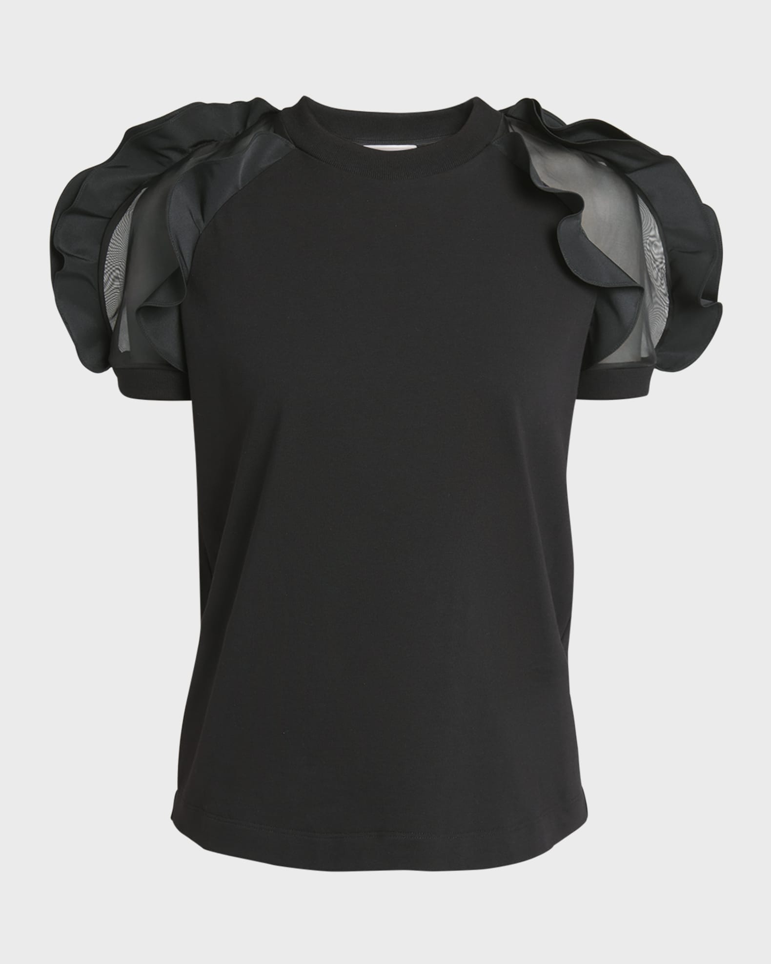 Alexander McQueen Ruffle Short-Sleeve Blouse | Neiman Marcus