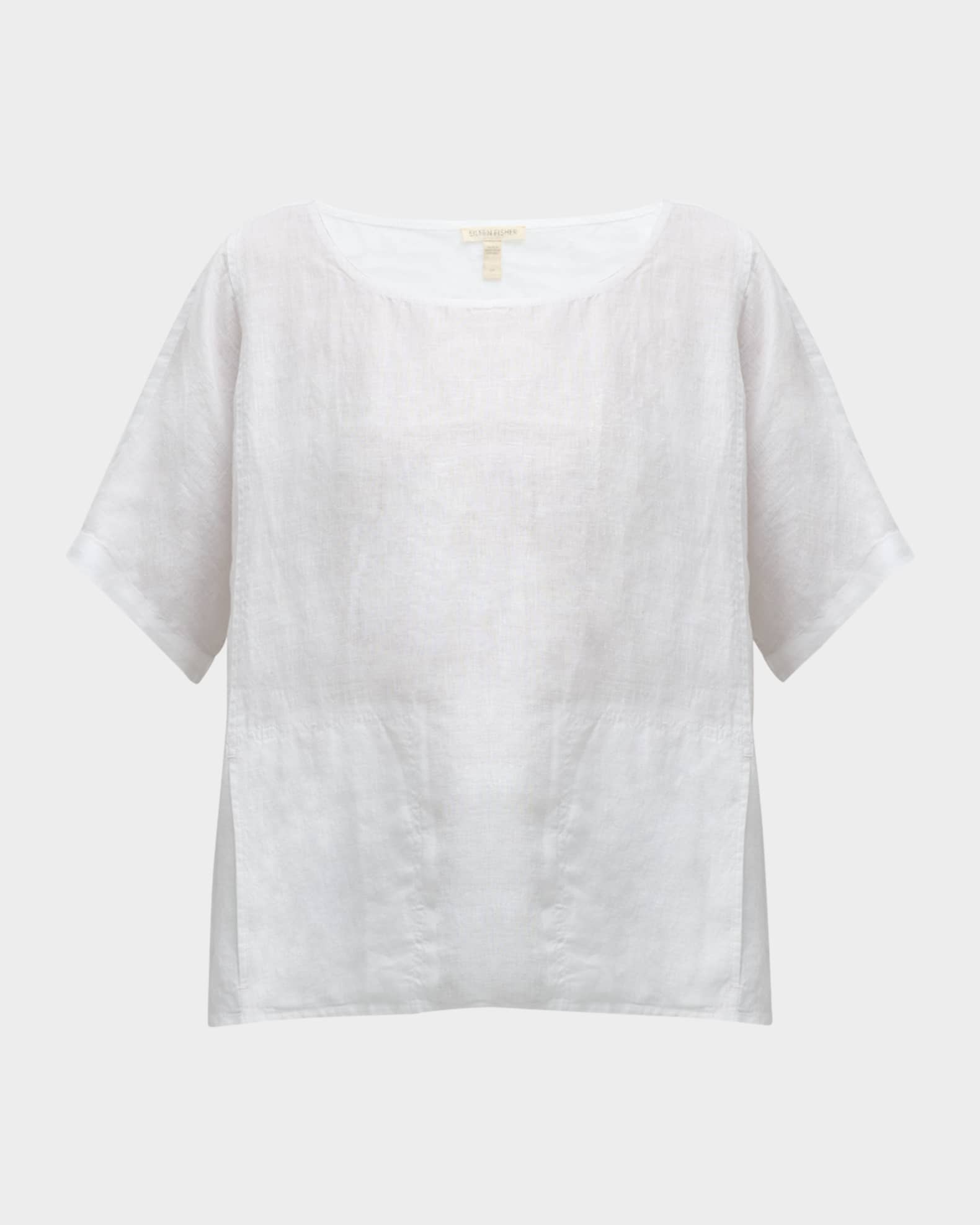 Eileen Fisher Scoop-Neck Handkerchief Organic Linen Top | Neiman Marcus