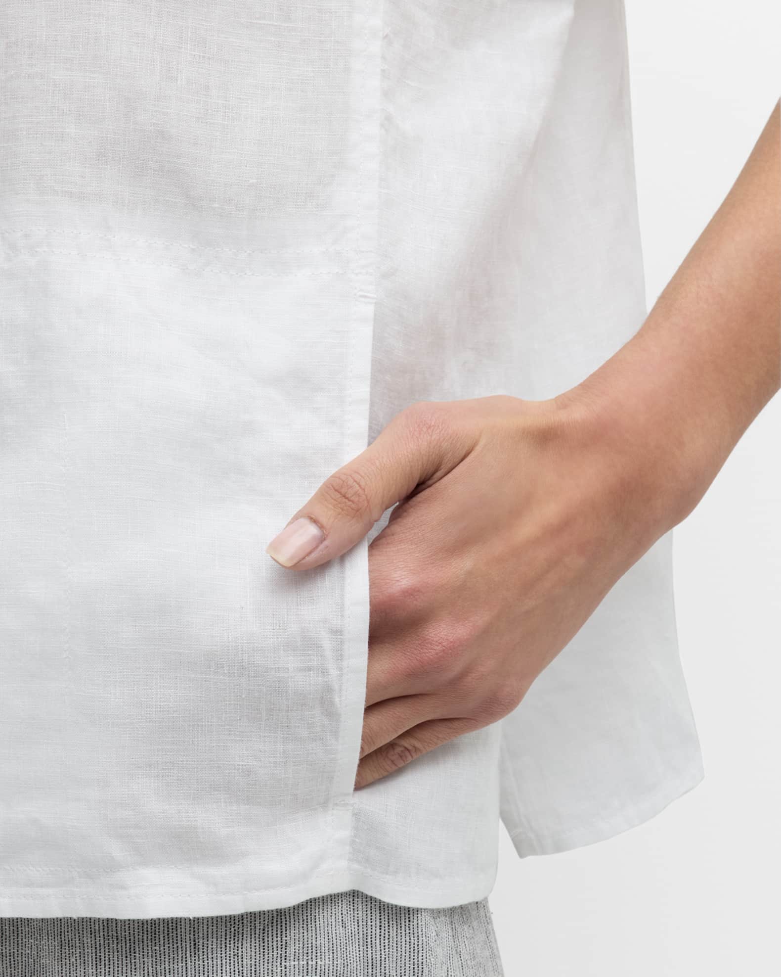 Eileen Fisher Scoop-Neck Handkerchief Organic Linen Top | Neiman Marcus