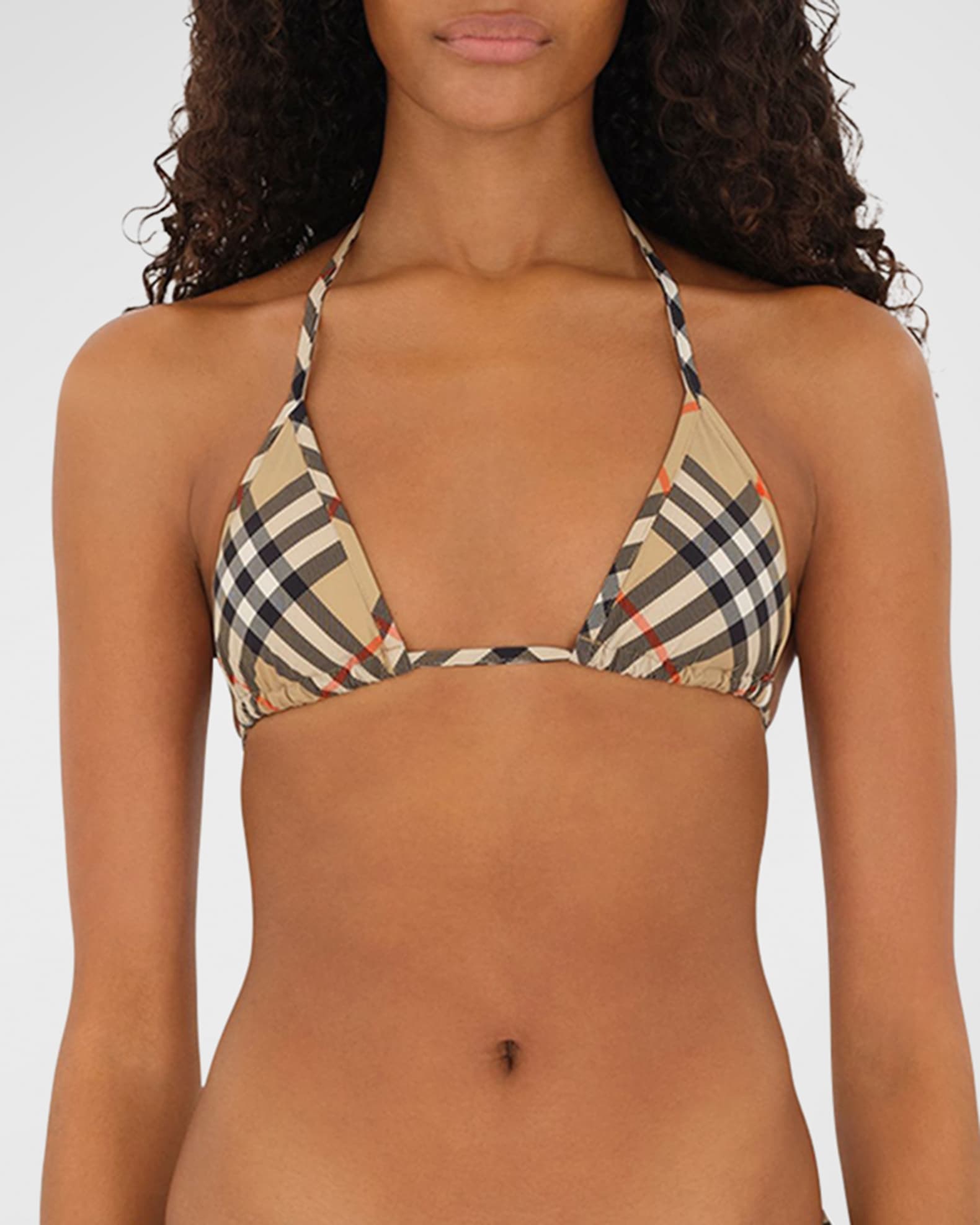 Burberry Signature Check Triangle Bikini Top | Neiman Marcus
