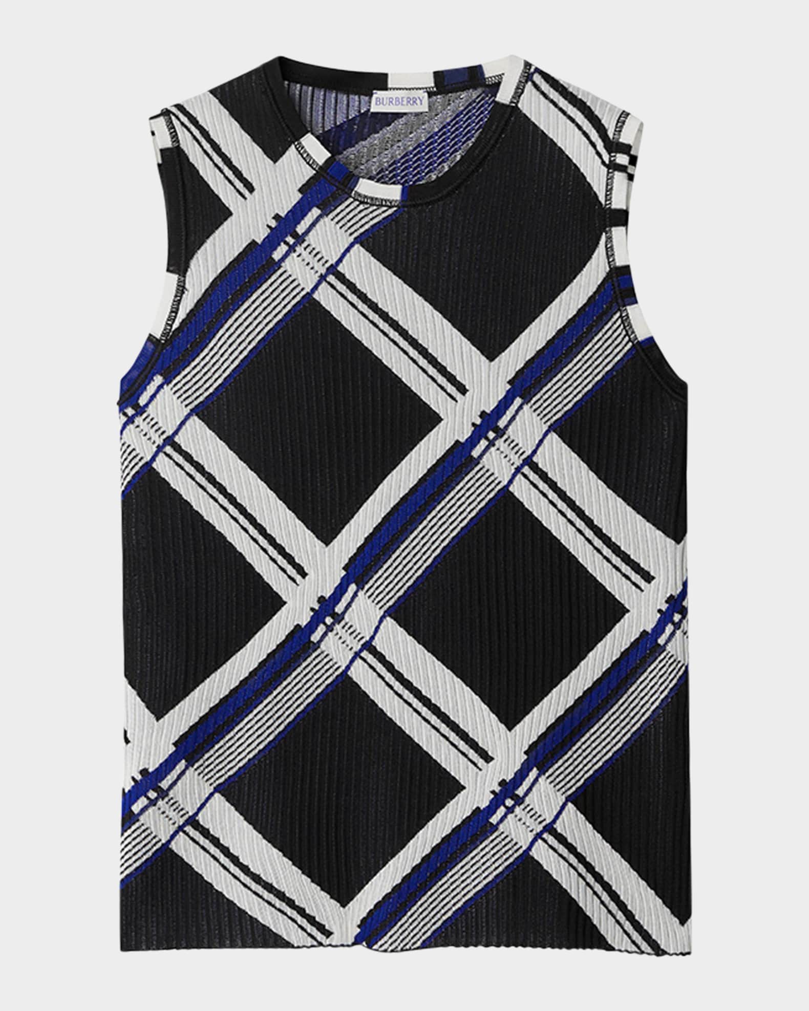 Burberry Check Rib Knit Tank Top | Neiman Marcus