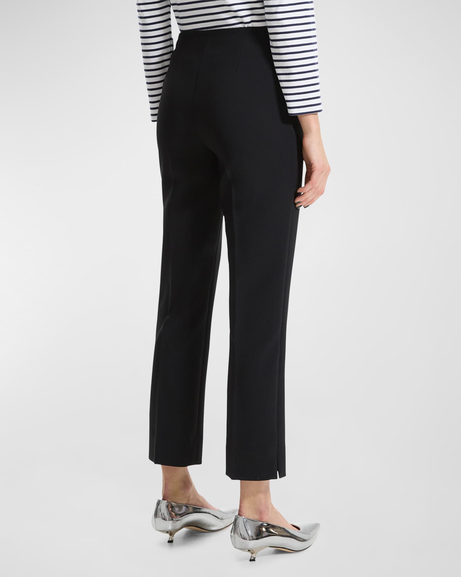 Theory Pintuck Straight-Leg Tailored Crepe Pants | Neiman Marcus
