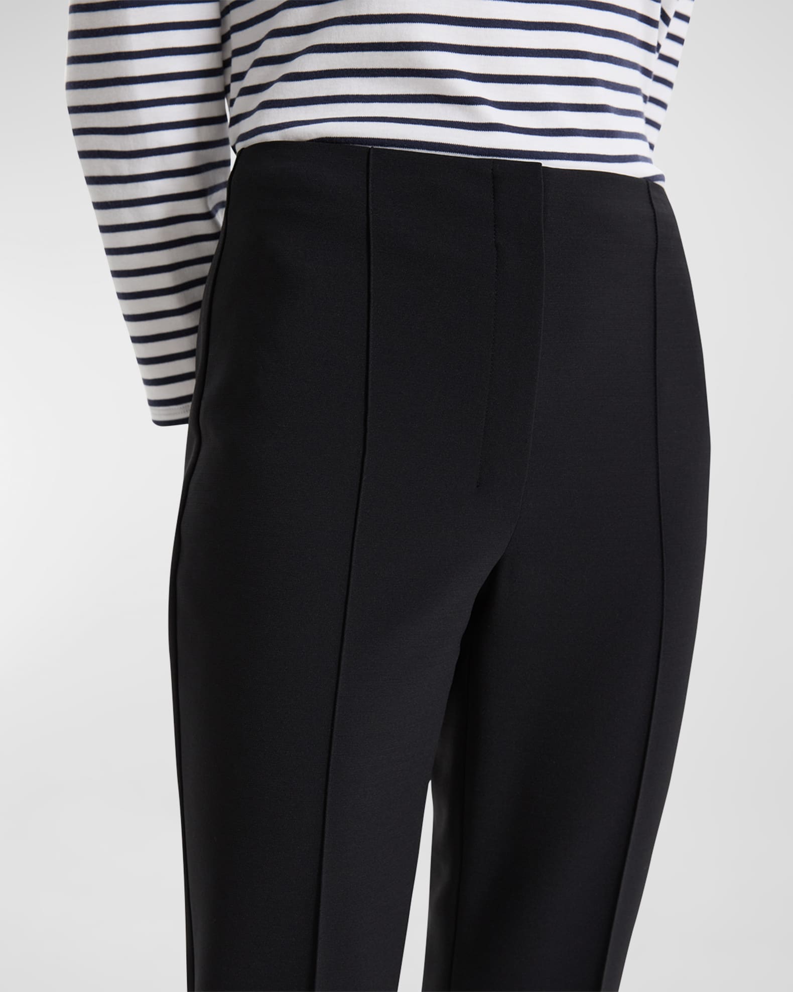 Theory Pintuck Straight-Leg Tailored Crepe Pants | Neiman Marcus