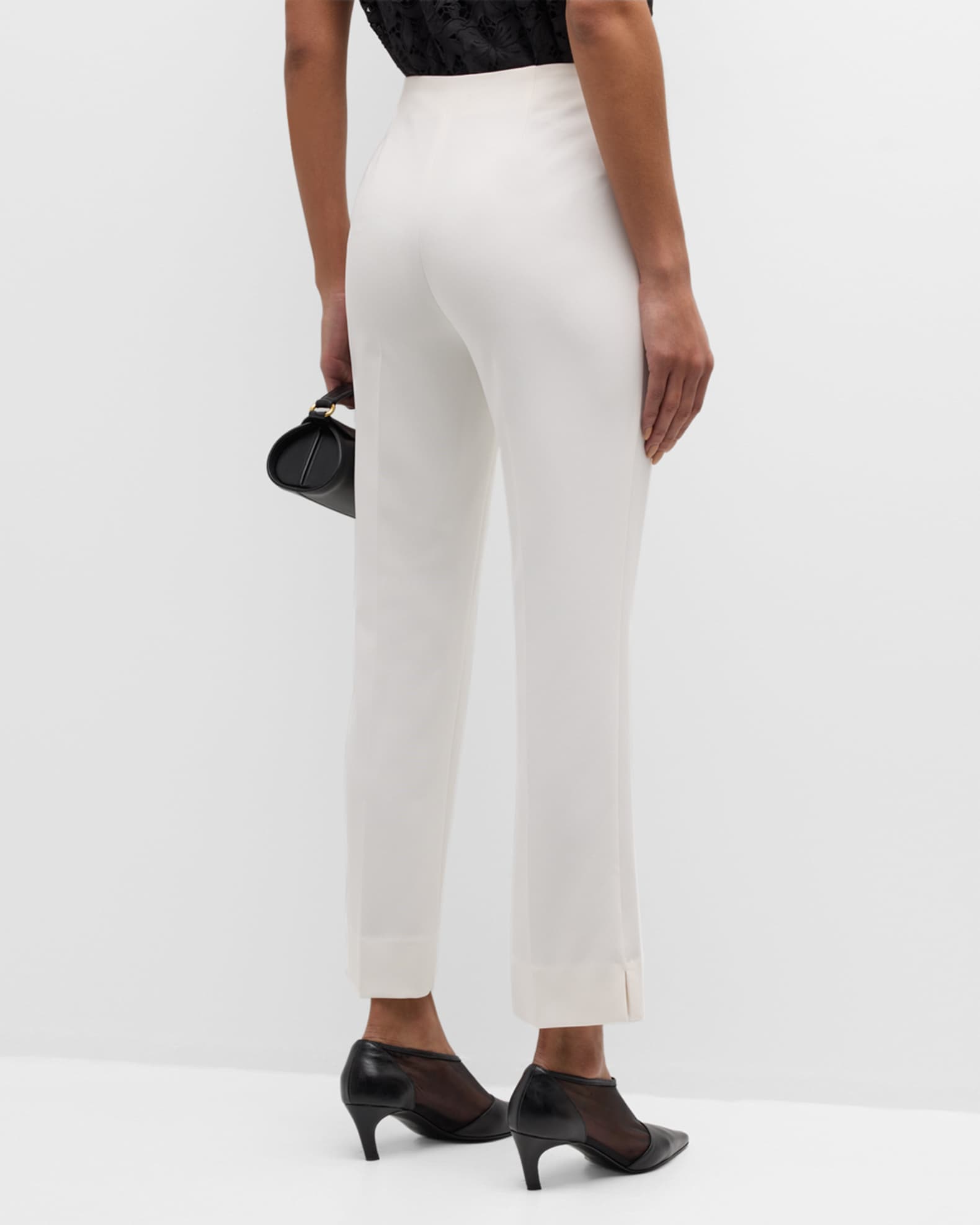Pintuck Straight-Leg Tailored Crepe Pants | Neiman Marcus