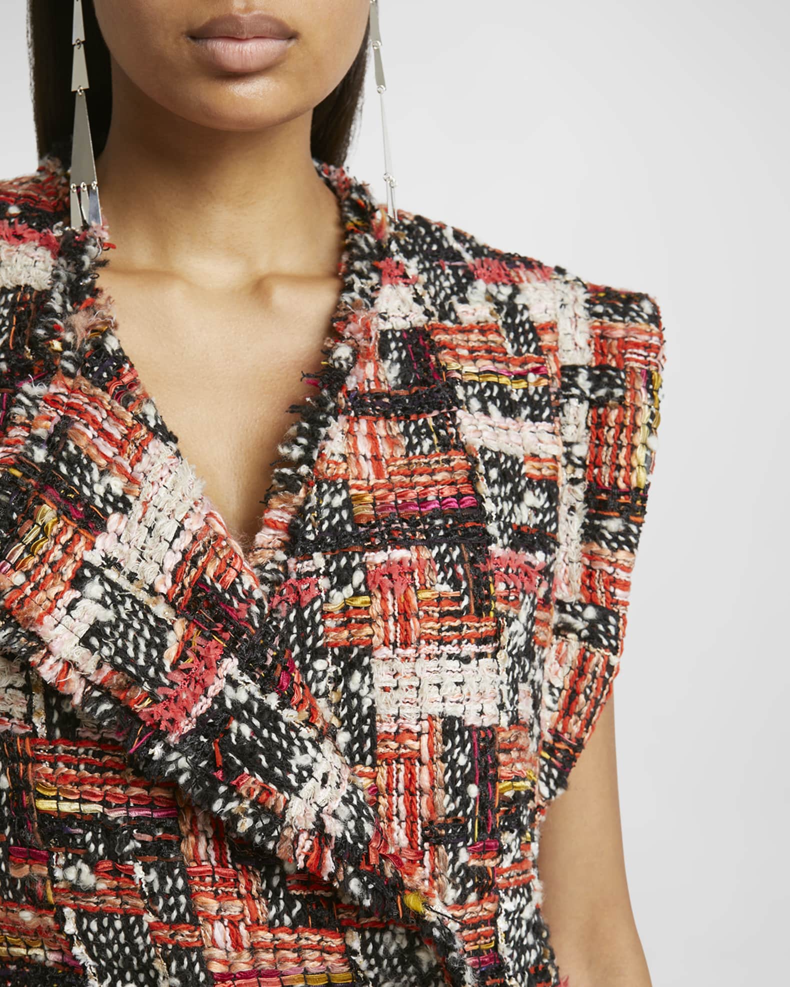Isabel Marant Djiroy Double-Breasted Patchwork Tweed Vest | Neiman Marcus