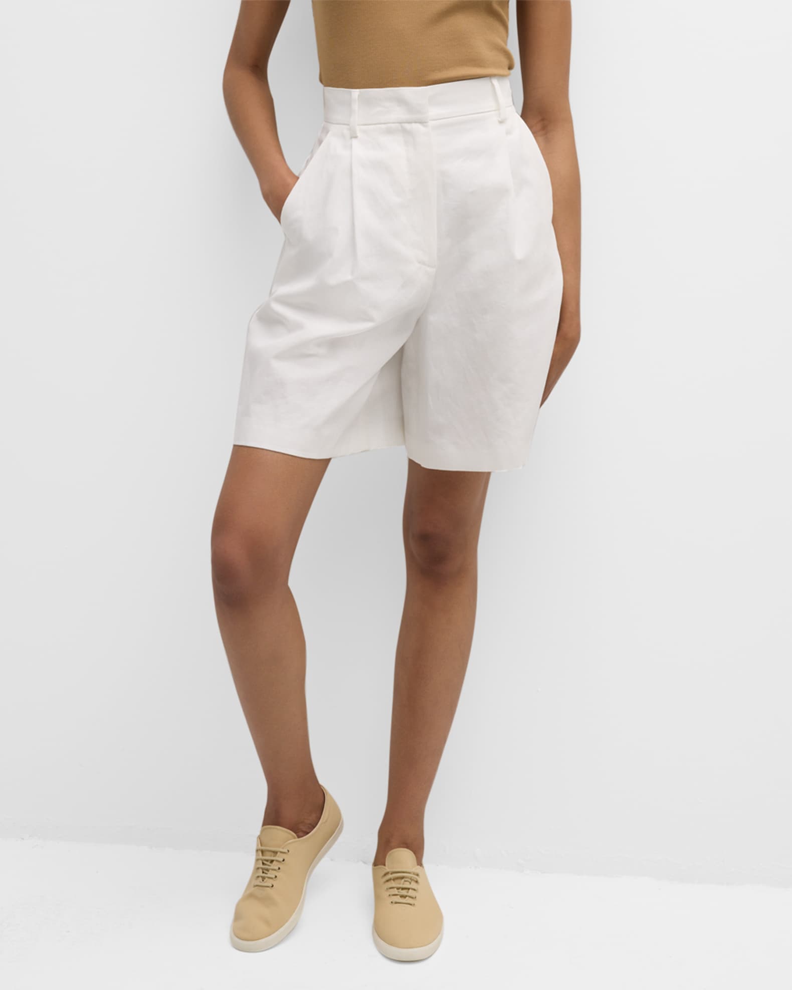 Weekend Max Mara Ecuba Pleated High-Rise Bermuda Shorts | Neiman Marcus