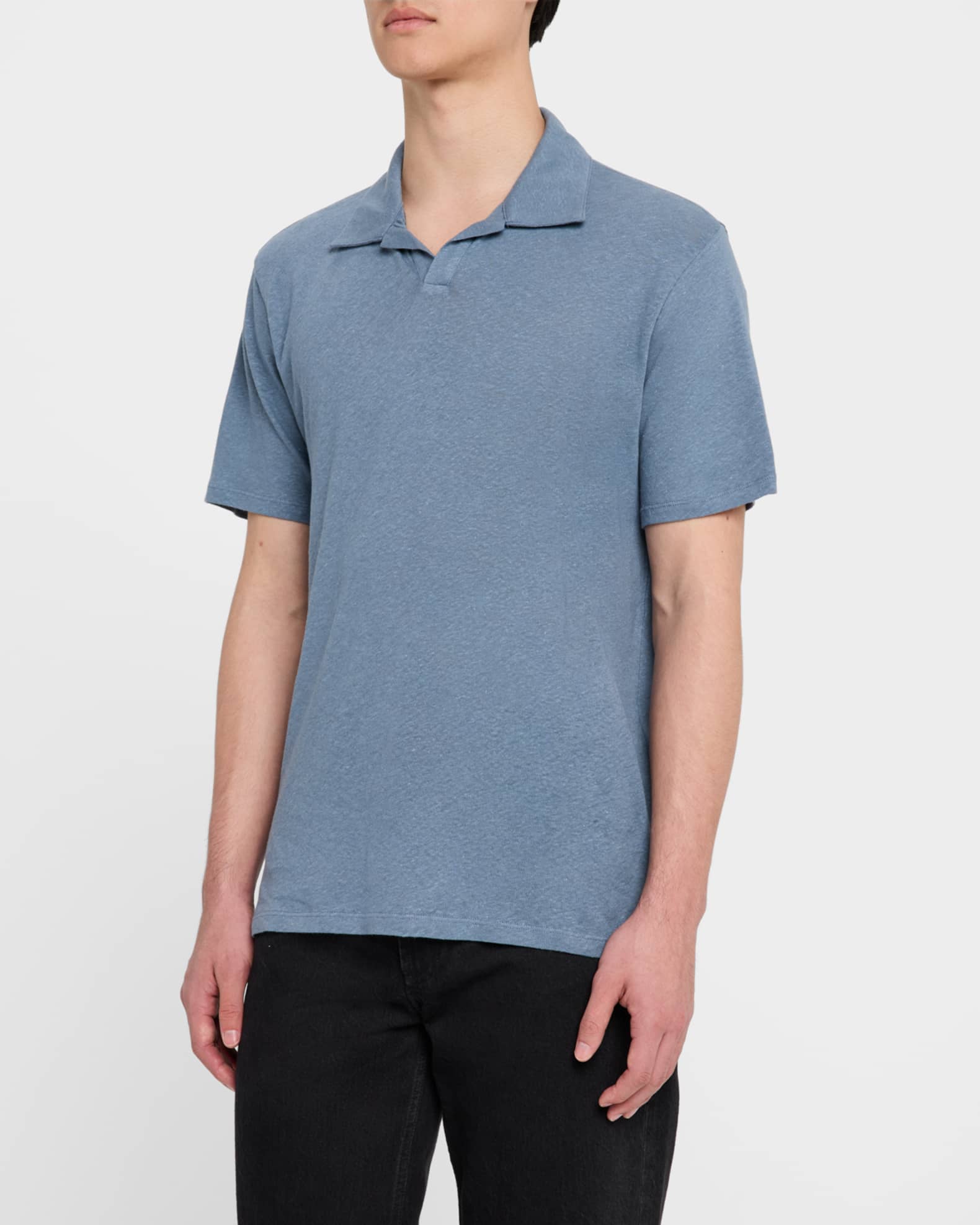 PAIGE Men's Shelton Linen Polo Shirt | Neiman Marcus
