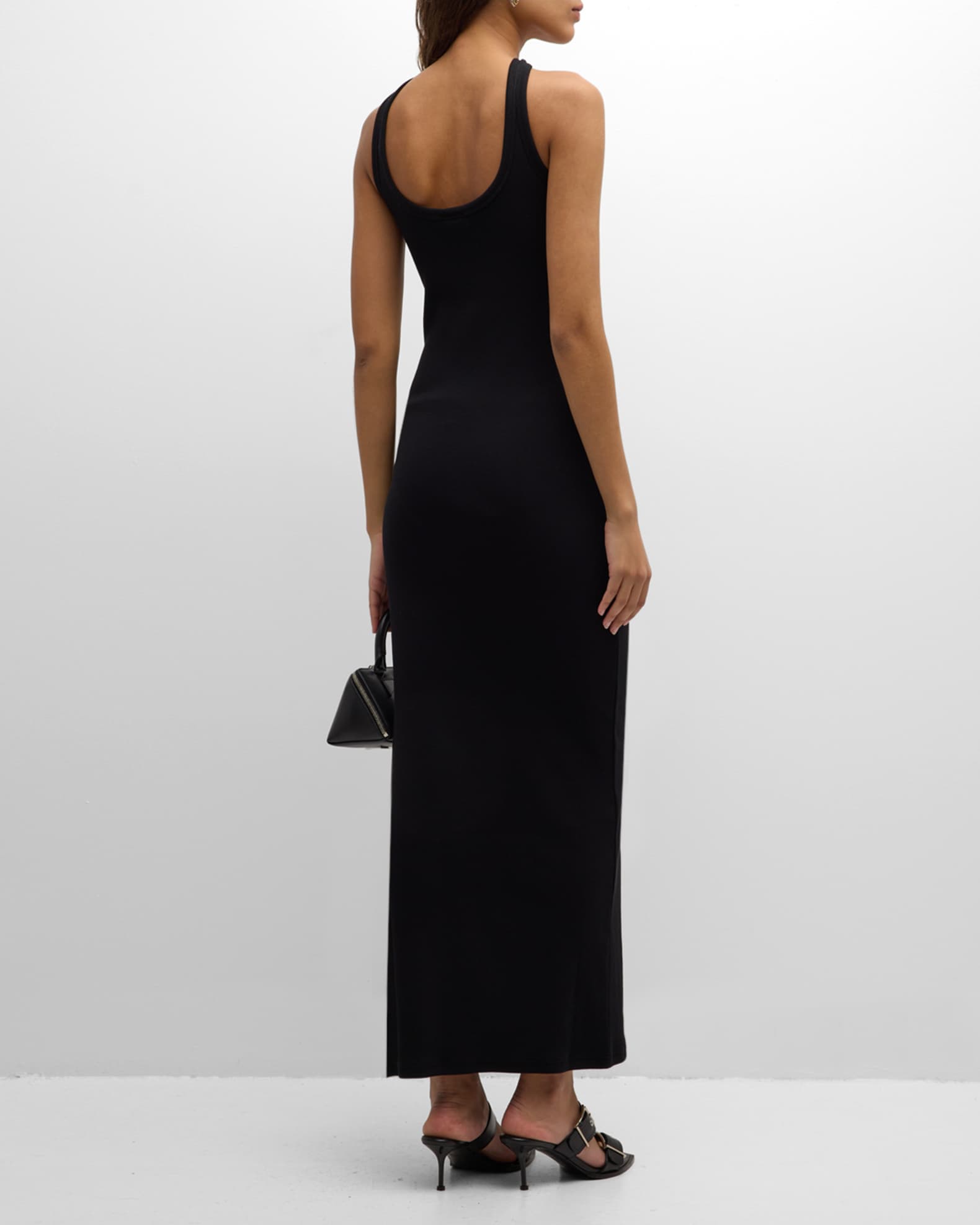 Courreges Hyperbole 90s Rib Choker Halter Slit Maxi Dress | Neiman Marcus