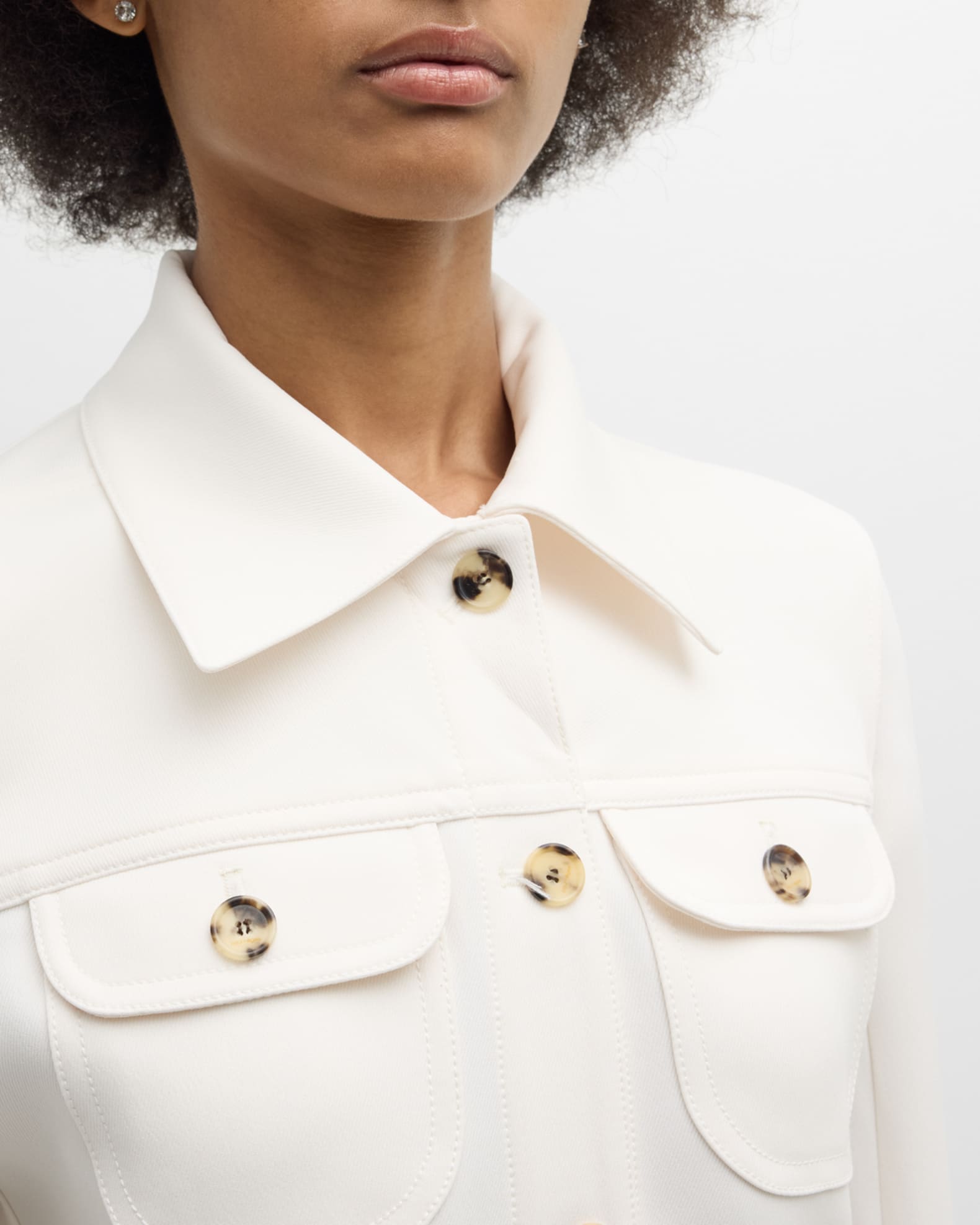 Courreges Flare-Sleeve Overshirt Trucker Jacket | Neiman Marcus