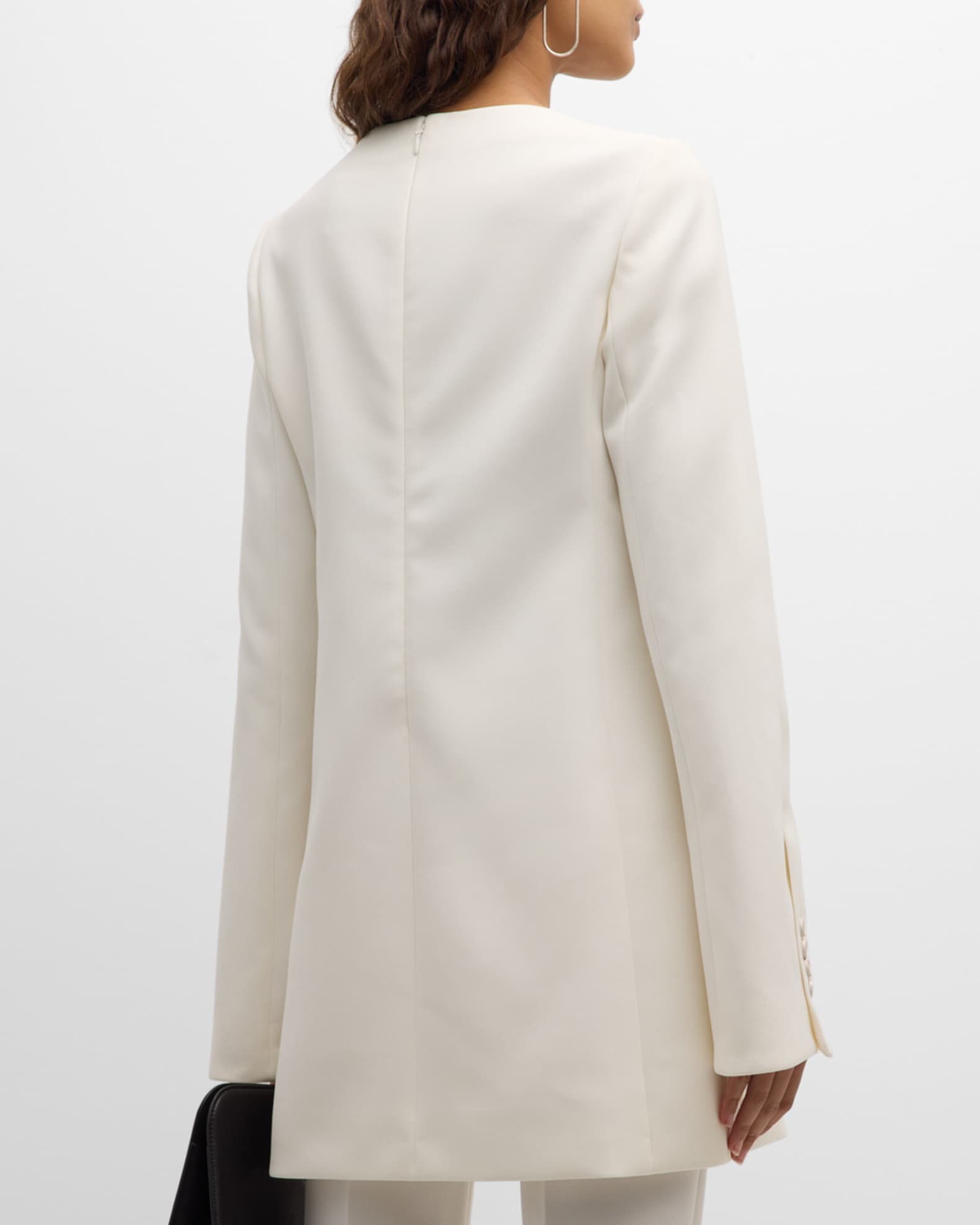 Courreges Cutout Flare-Sleeve Tailored Tunic Blouse | Neiman Marcus