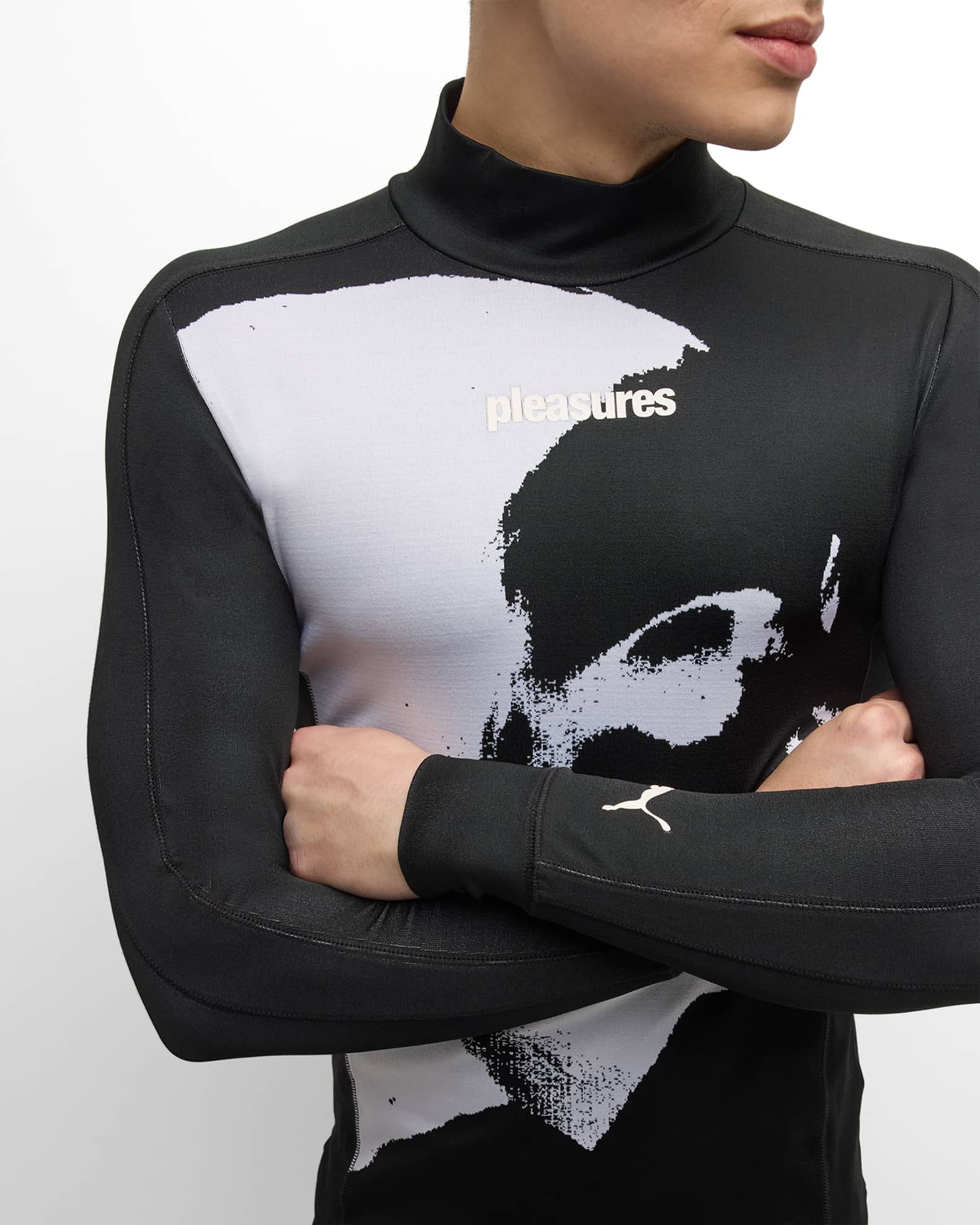 Puma x Pleasures Men's Graphic Mock-Neck Base Layer | Neiman Marcus