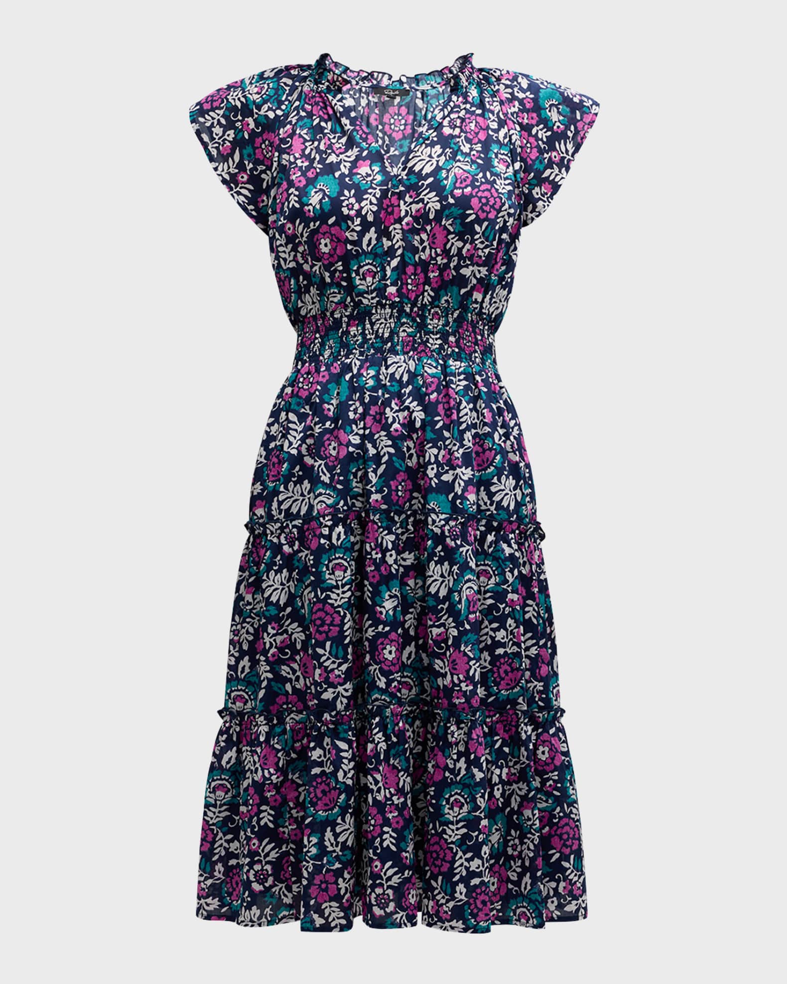 Rails Amellia Floral Tiered Midi Dress | Neiman Marcus