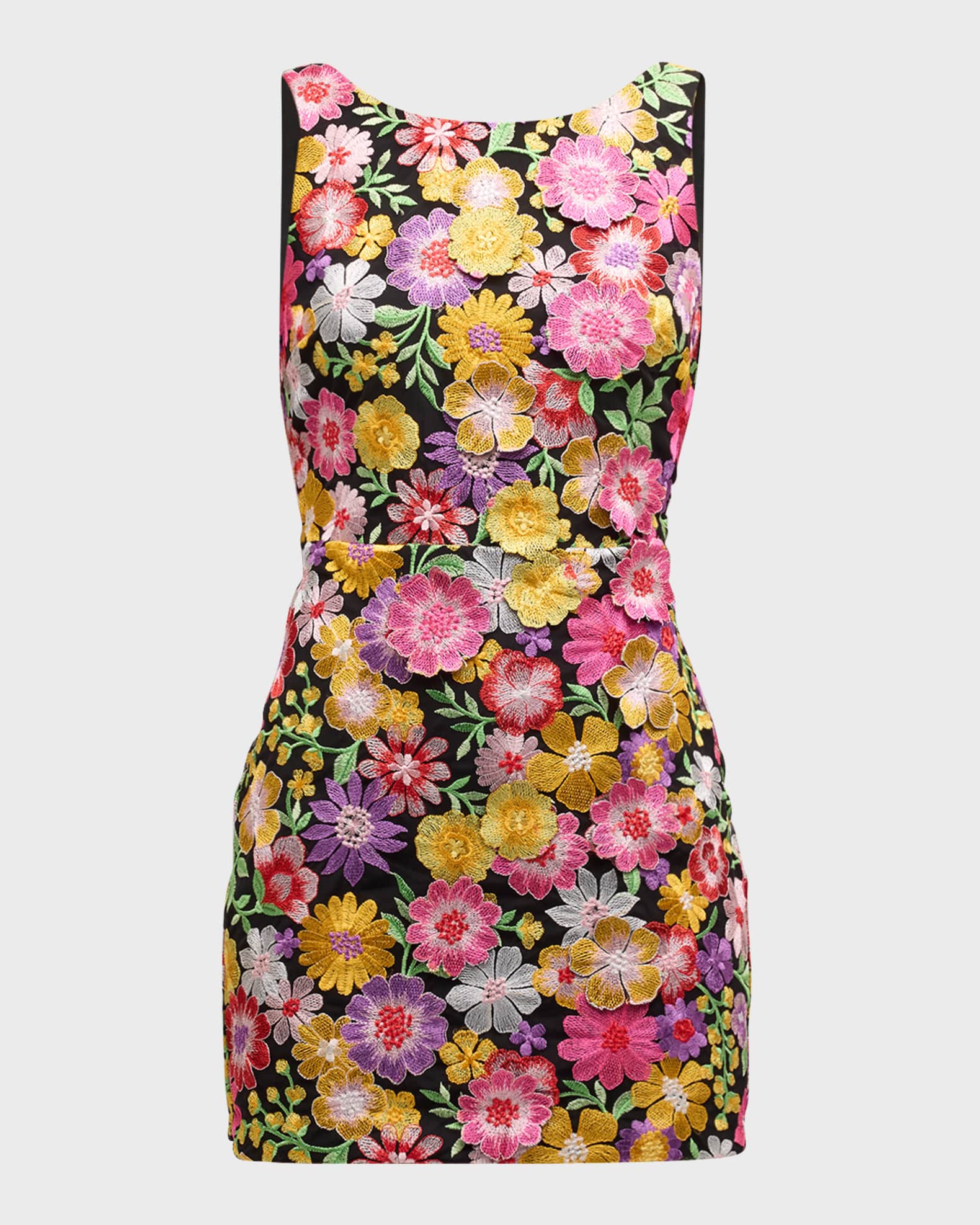 Ramy Brook Julie Floral-Embroidered Lace-Up Mini Dress | Neiman Marcus