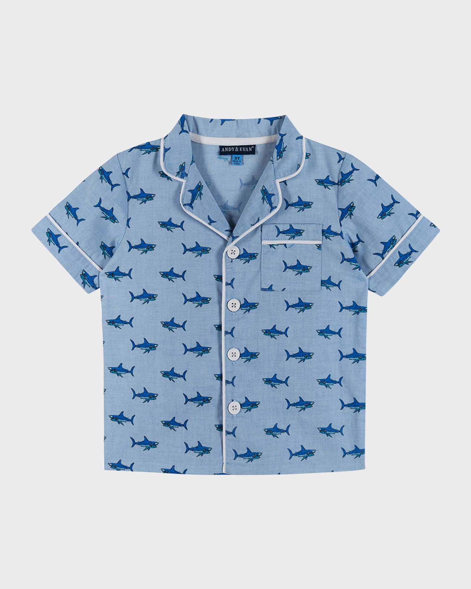 Andy & Evan Boy's Woven Shark-Print Pajama Set, Size 2T-8 | Neiman Marcus