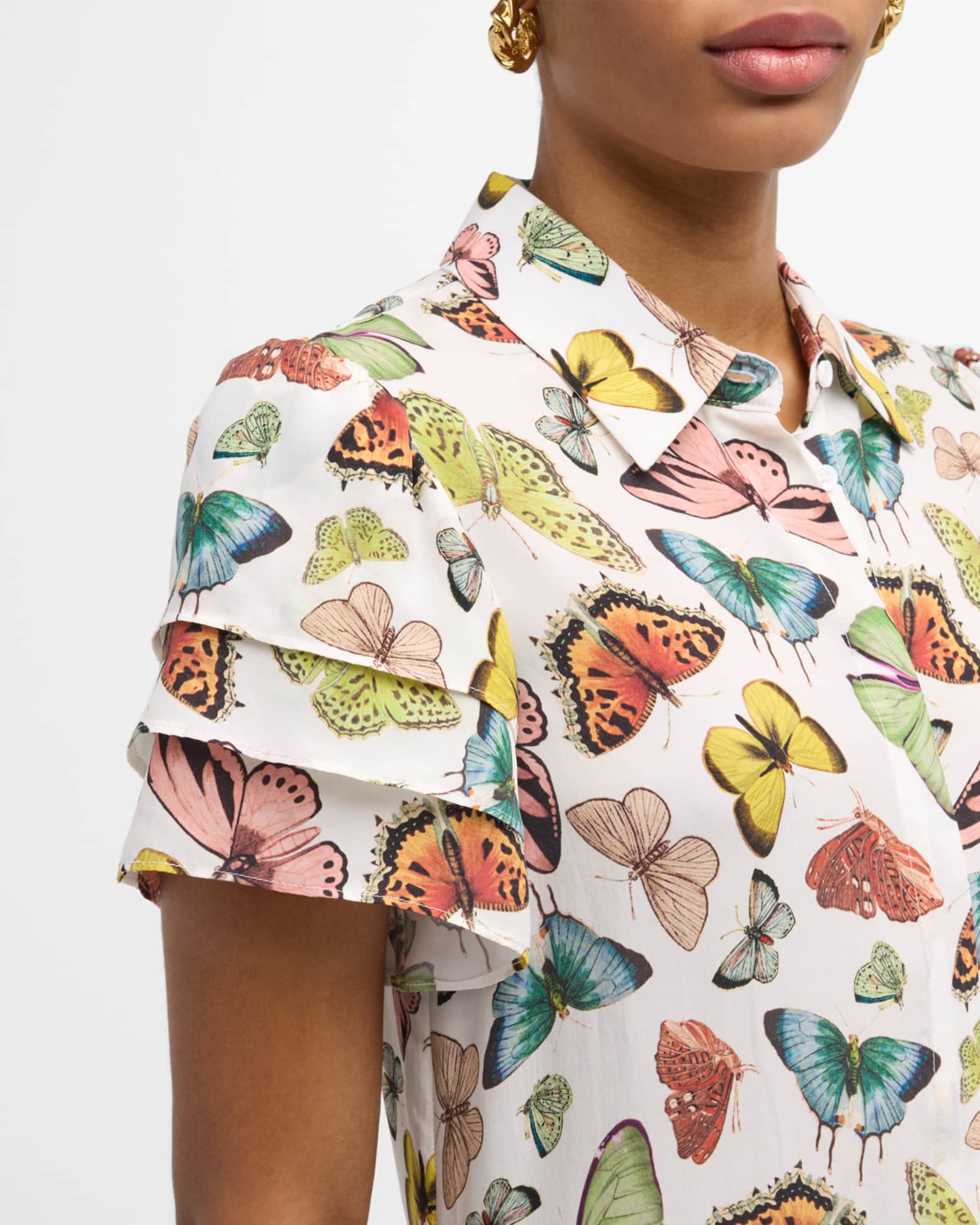 Alice + Olivia Boundless Butterfly Jem Short-Sleeve Shirtdress | Neiman ...