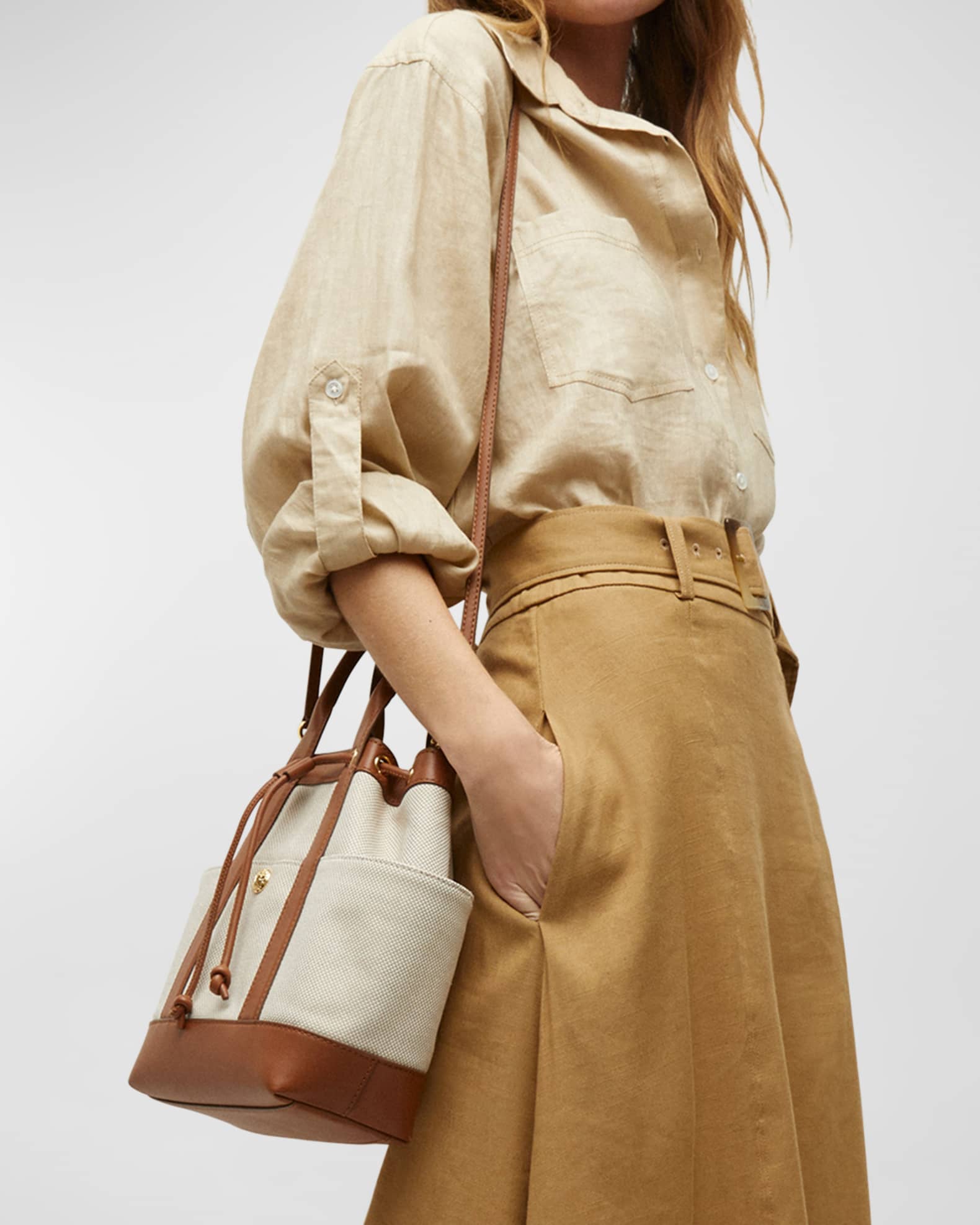 Veronica Beard Goody Drawstring Canvas Crossbody Bag | Neiman Marcus