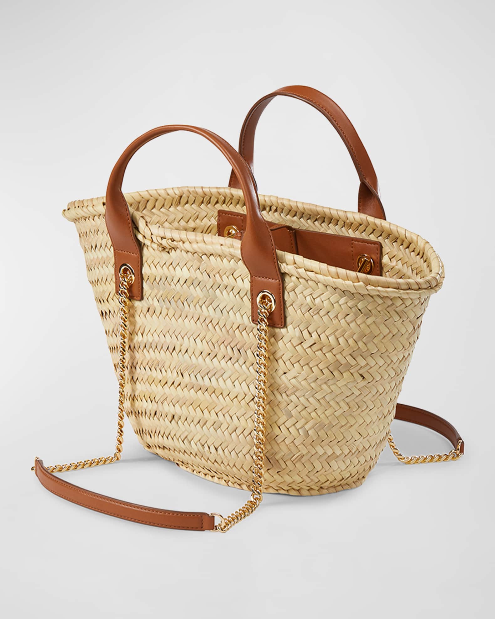 Veronica Beard The Crest Small Raffia Market Tote Bag | Neiman Marcus