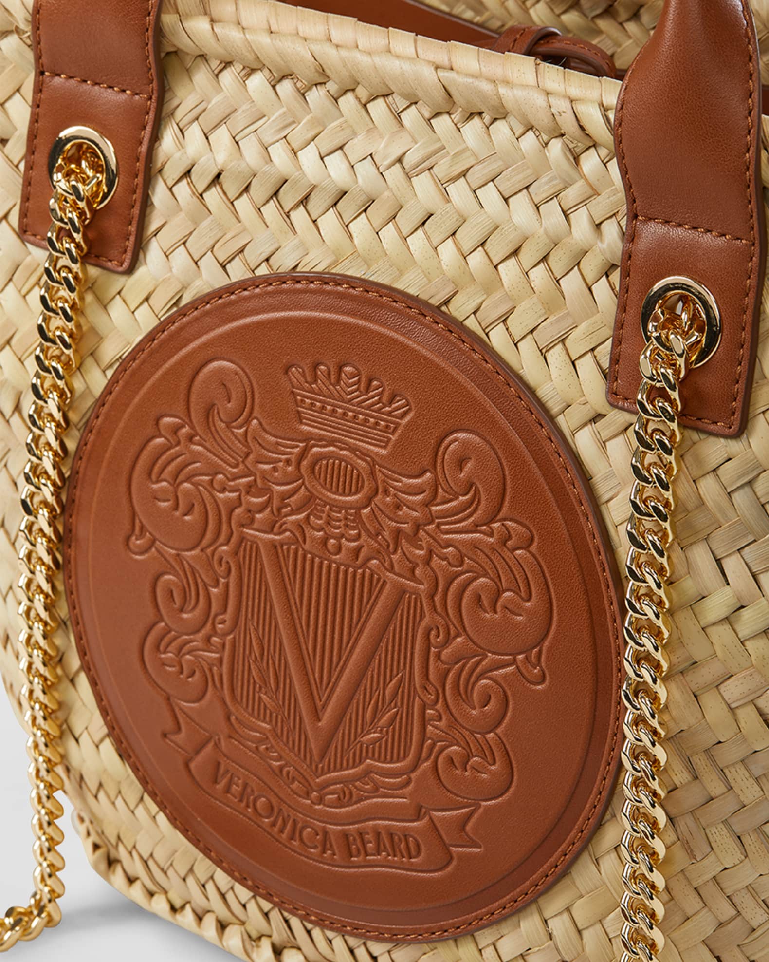 Veronica Beard The Crest Small Raffia Market Tote Bag | Neiman Marcus