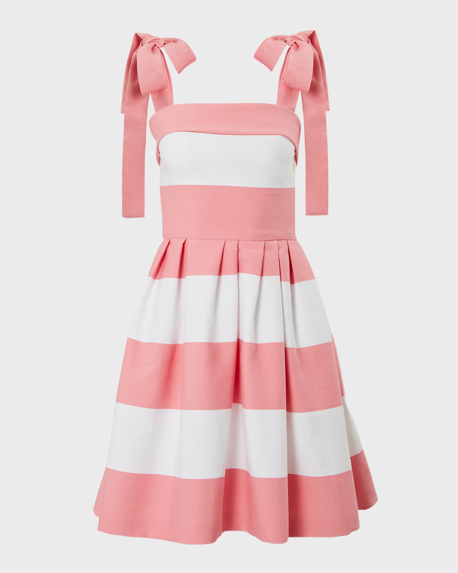 Carolina Herrera Striped Bow-Strap Mini Dress | Neiman Marcus