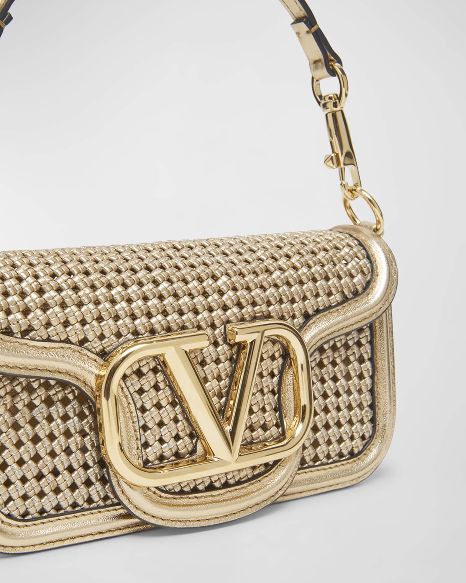 Valentino Garavani Loco Small Woven Metallic Shoulder Bag | Neiman Marcus
