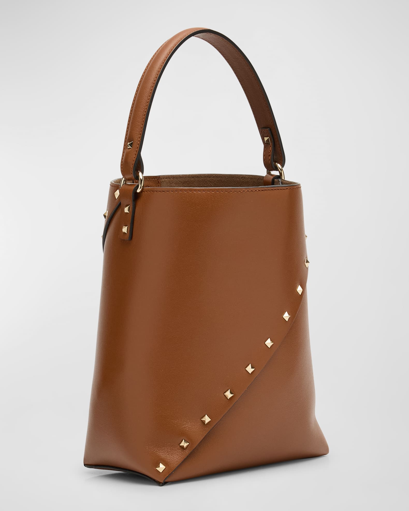 Valentino Garavani Wispy Small Rockstud Leather Bucket Bag | Neiman Marcus