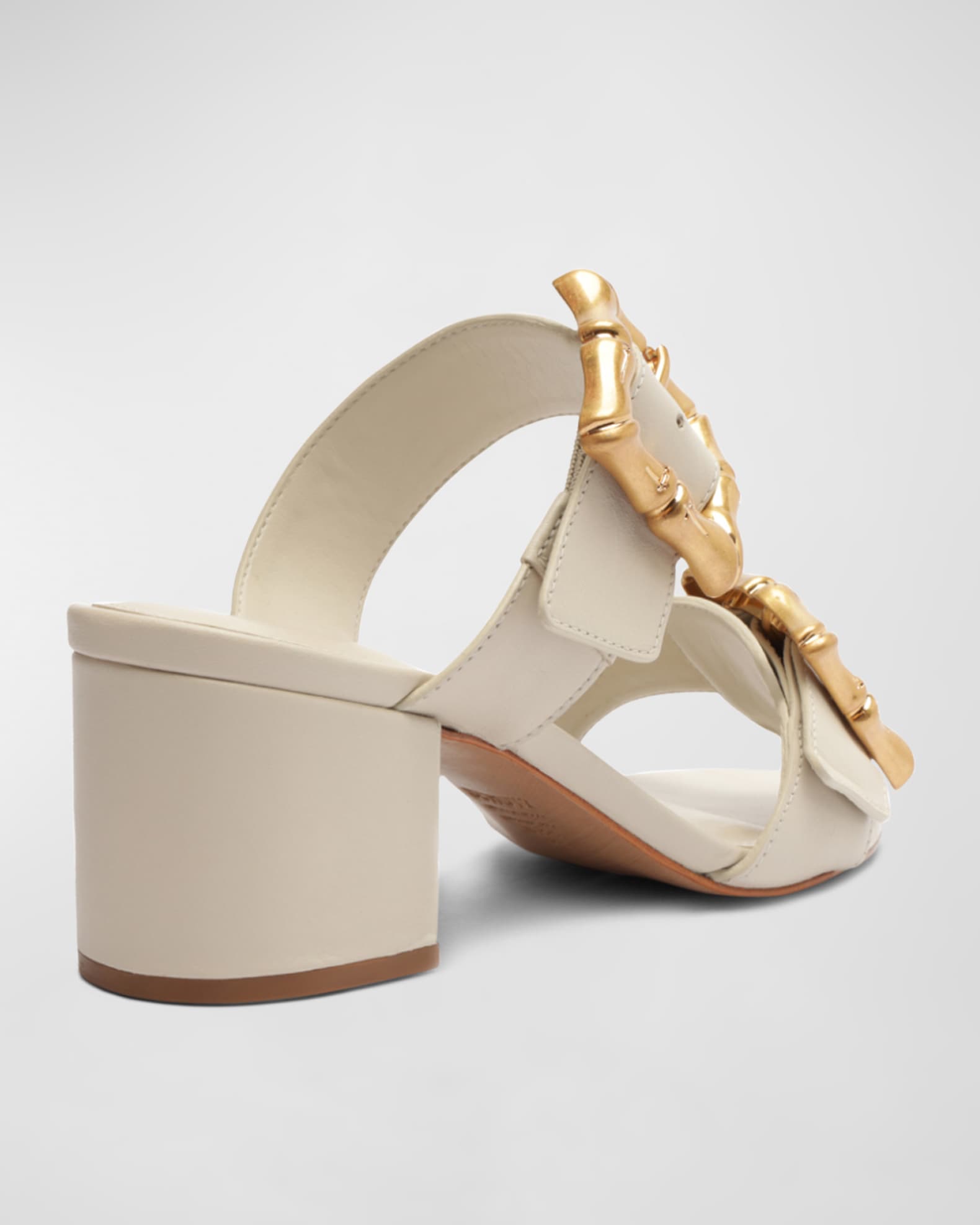 Schutz Enola Buckle Leather Block-Heel Sandals | Neiman Marcus