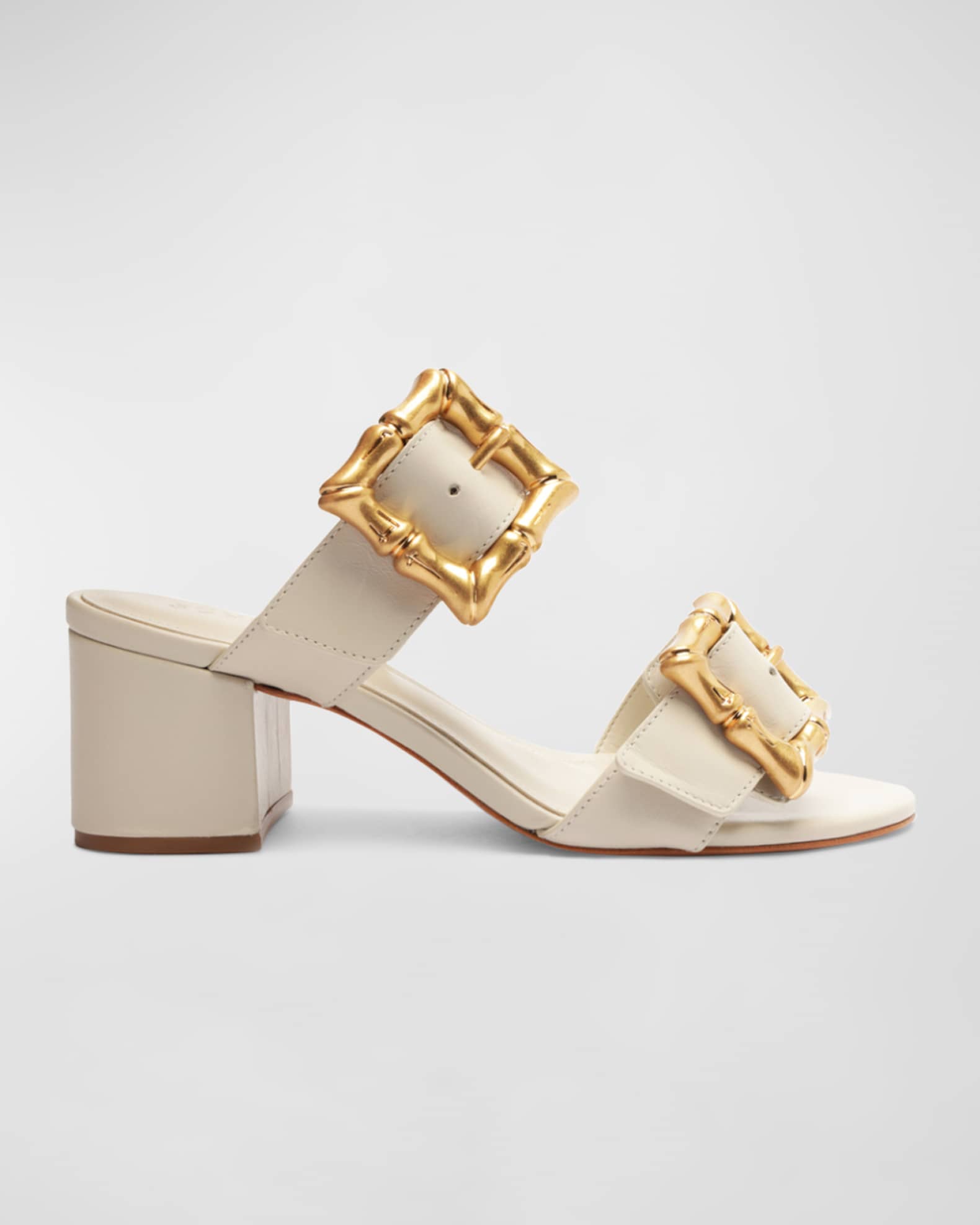 Schutz Enola Buckle Leather Block-Heel Sandals | Neiman Marcus