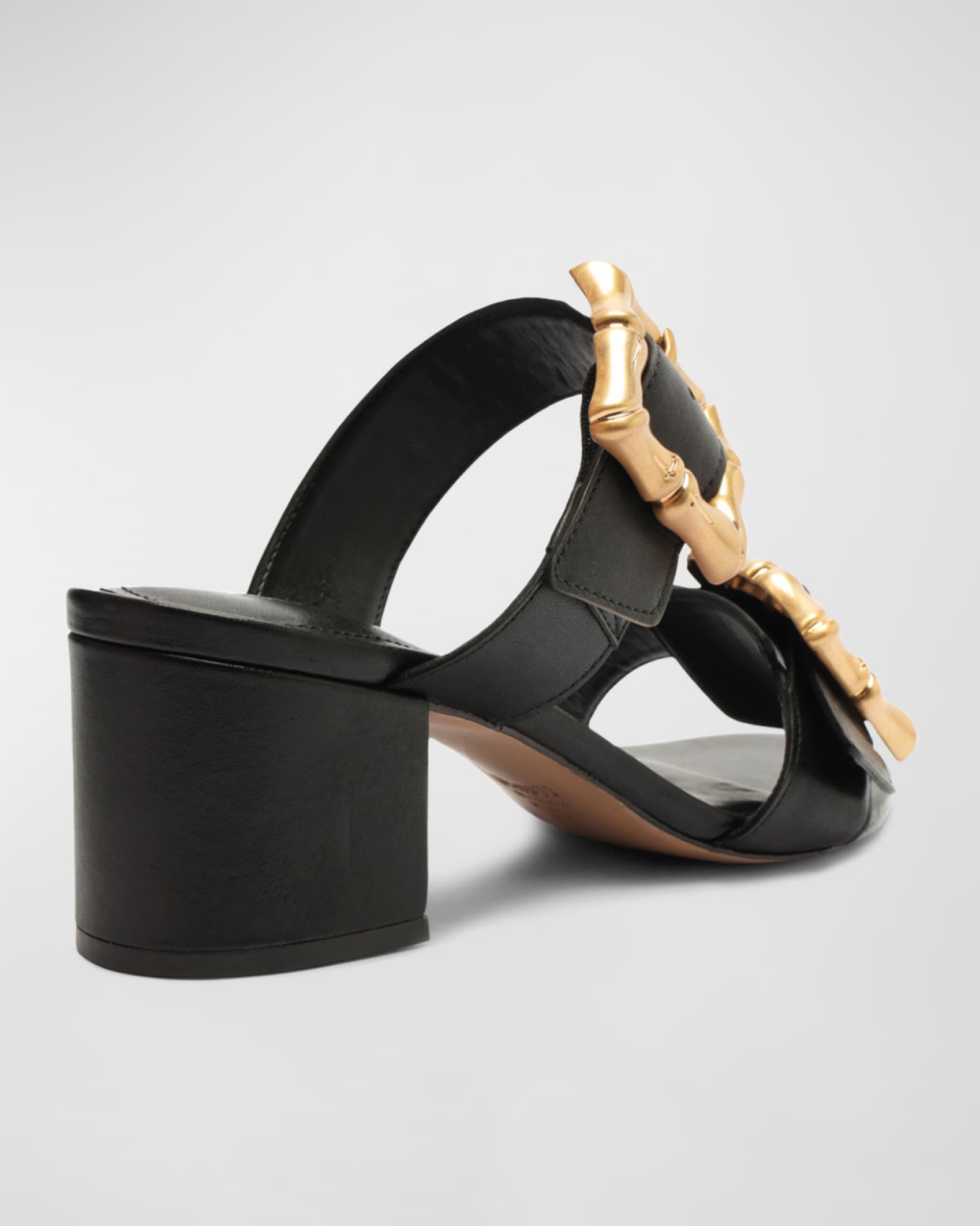 Schutz Enola Buckle Leather Block-Heel Sandals | Neiman Marcus