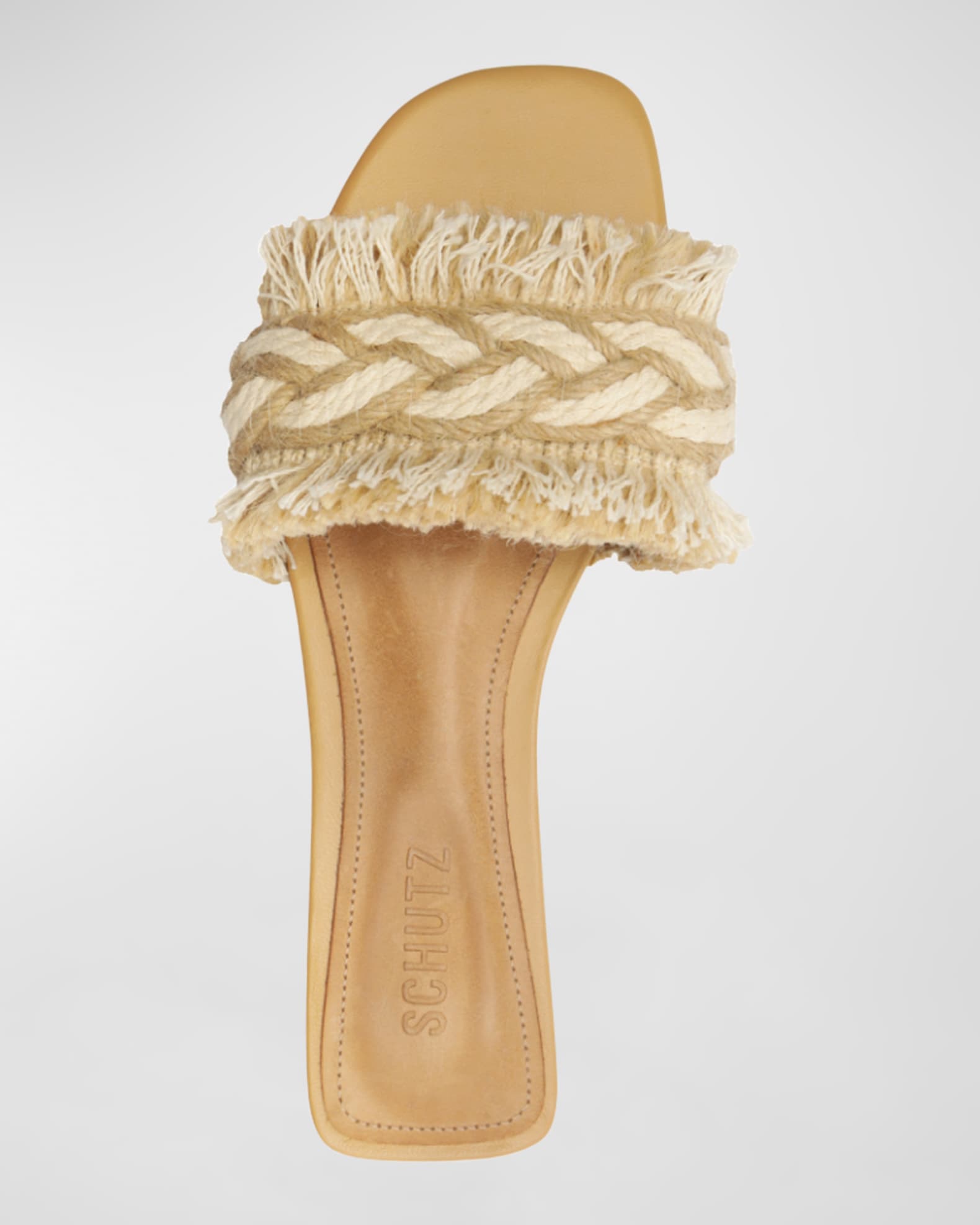 Schutz Adelia Crochet Frayed Slide Sandals | Neiman Marcus
