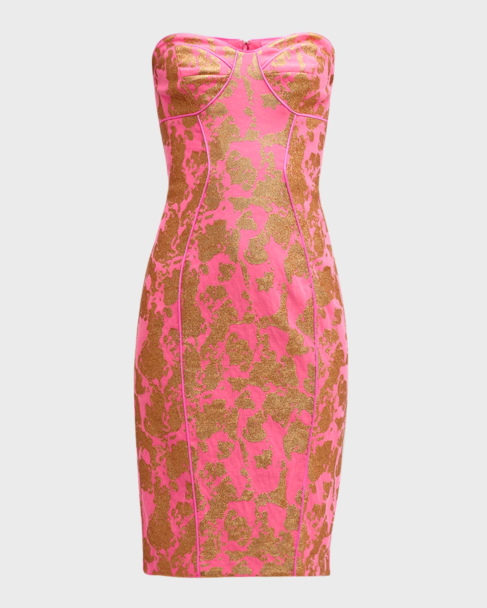 Liv Foster Strapless Bodycon Metallic Jacquard Midi Dress | Neiman Marcus