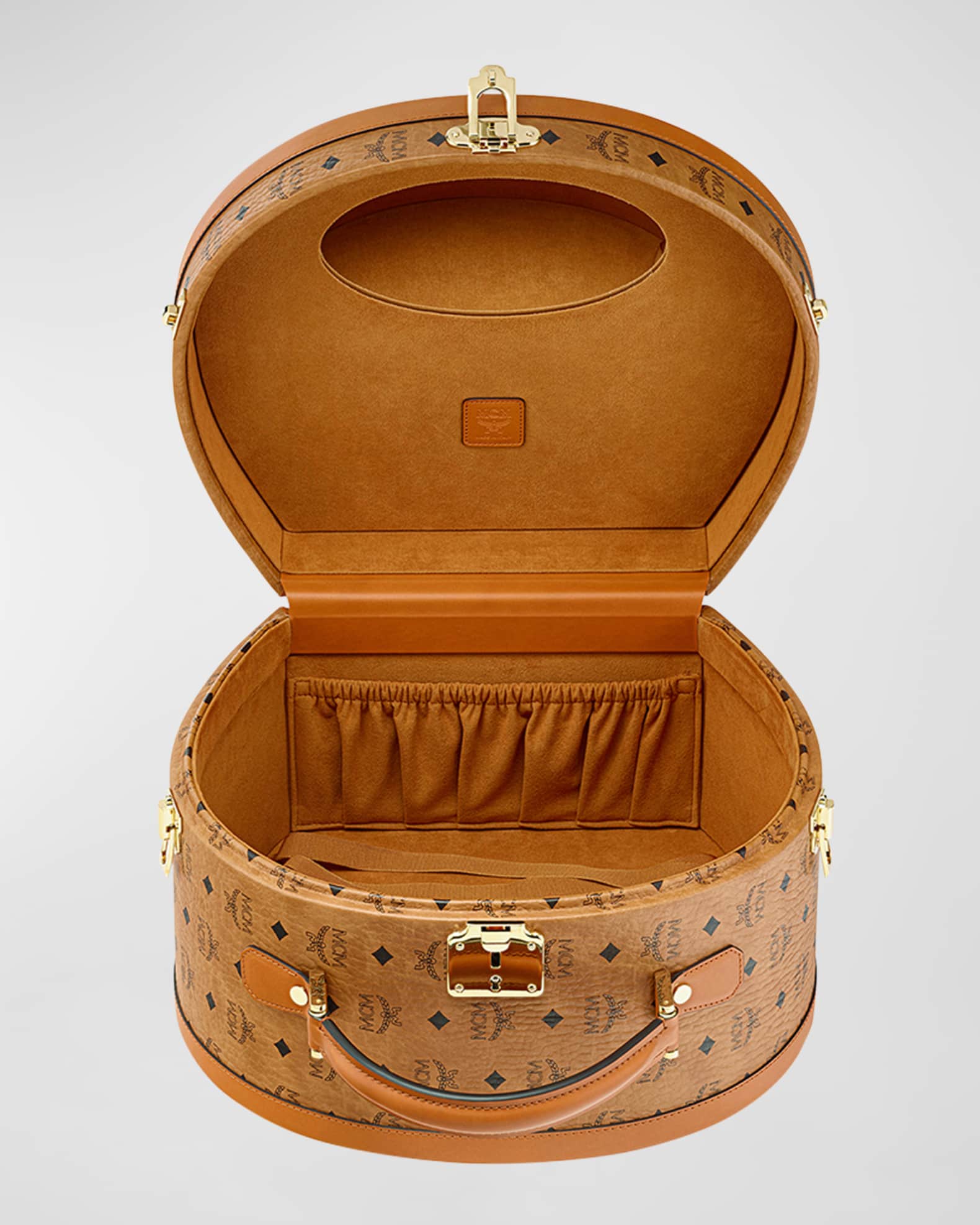 MCM Medium Visetos Monogram Hat Box | Neiman Marcus