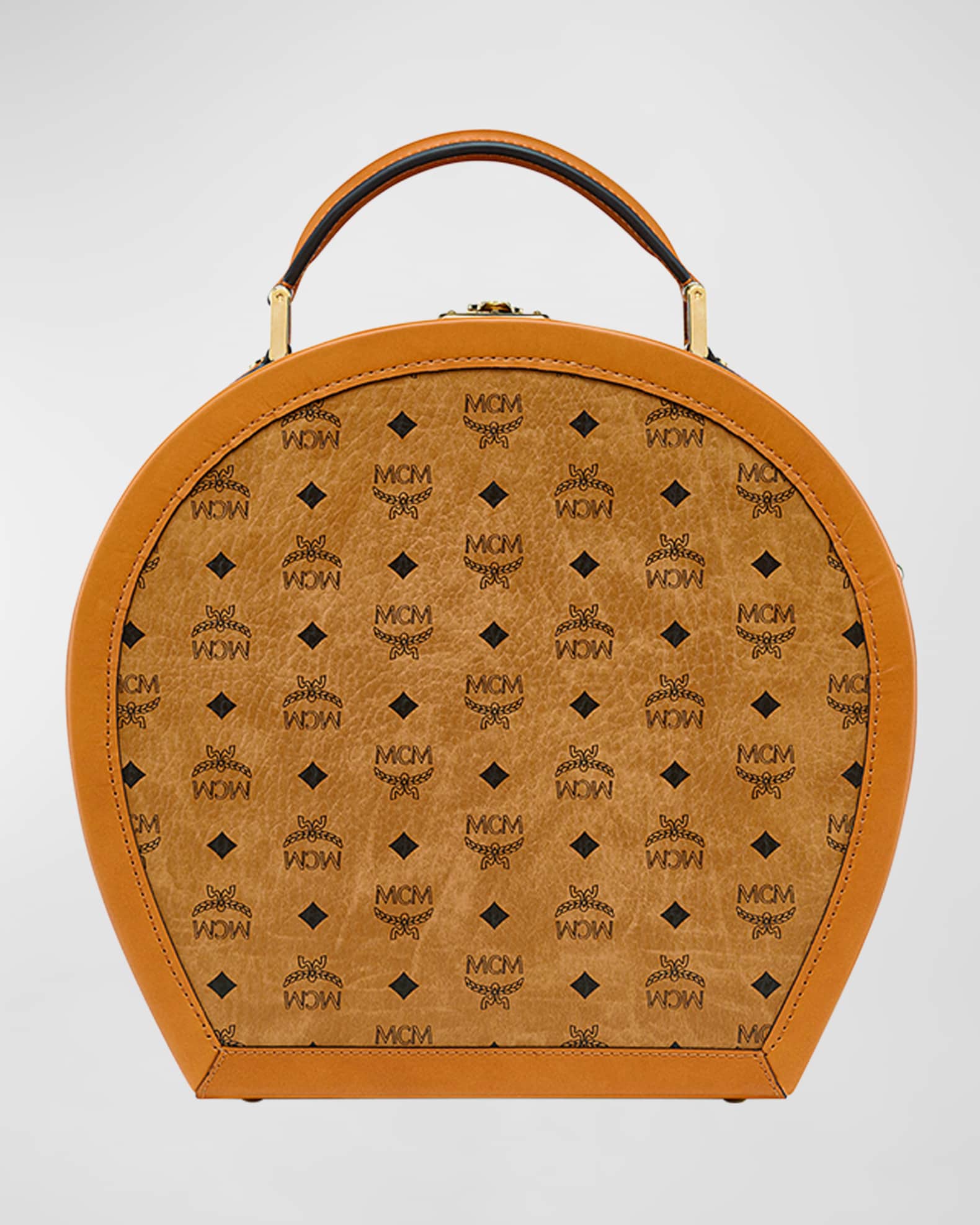 MCM Medium Visetos Monogram Hat Box | Neiman Marcus