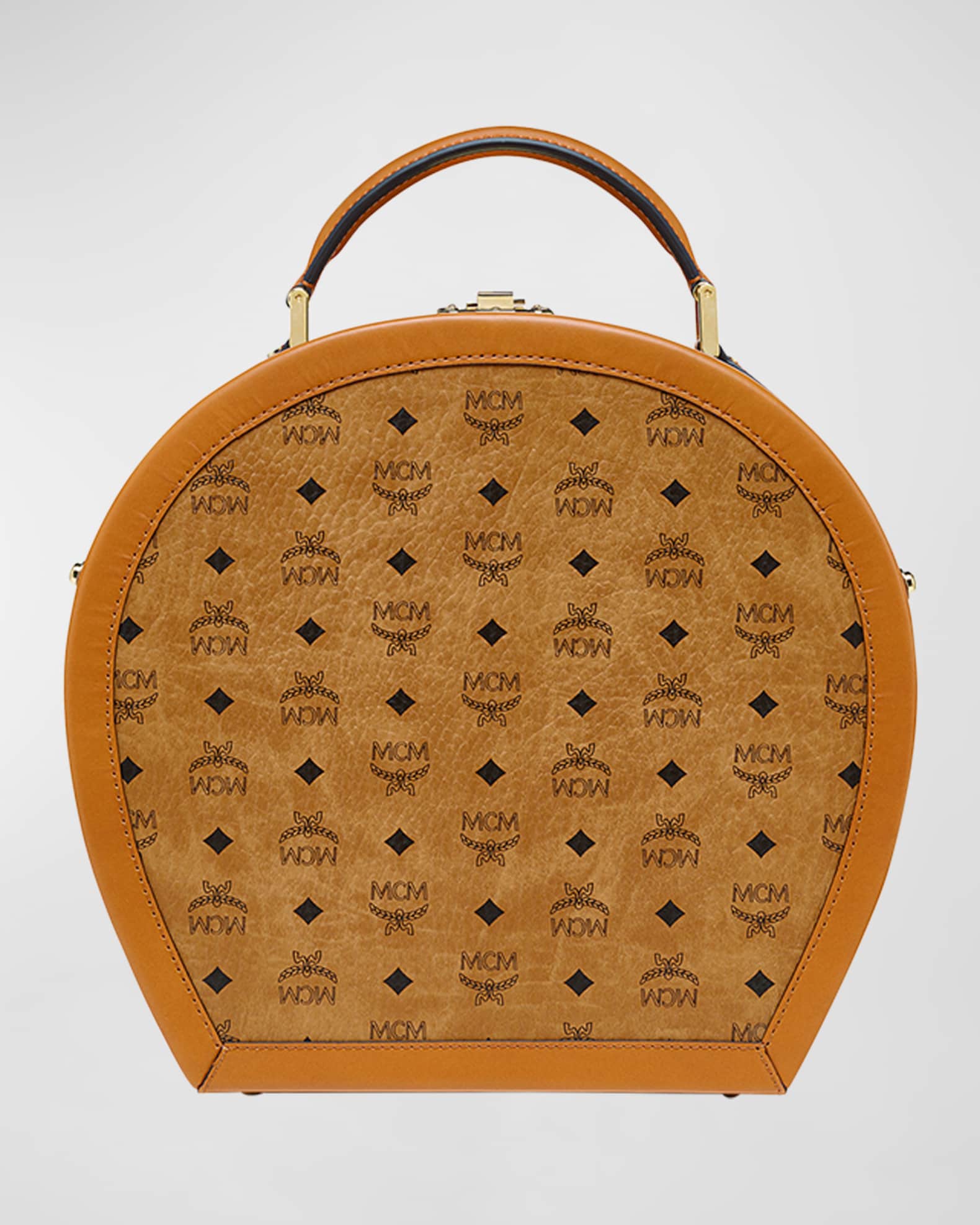 MCM Medium Visetos Monogram Hat Box | Neiman Marcus