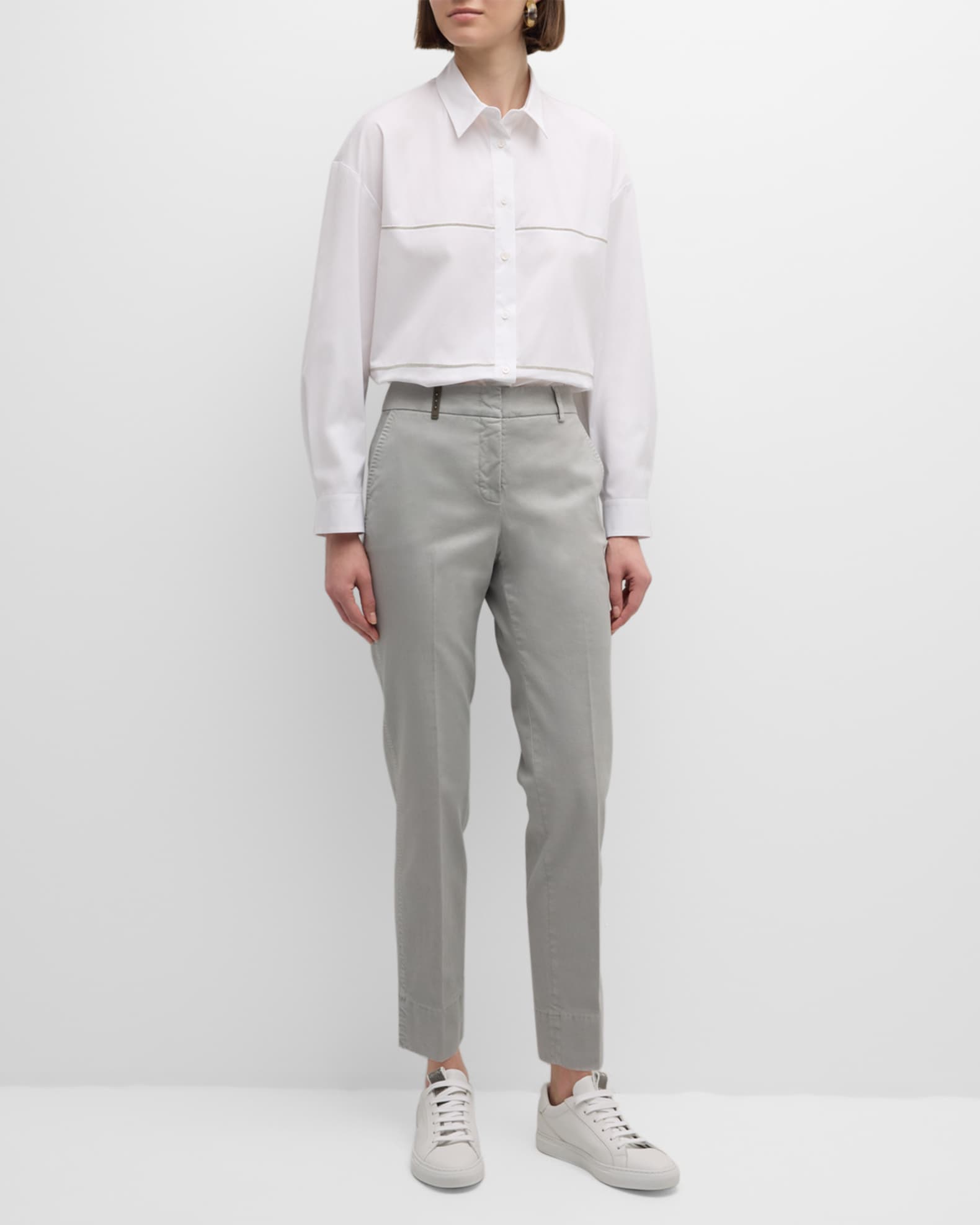 Peserico Cropped Straight-Leg Pants | Neiman Marcus