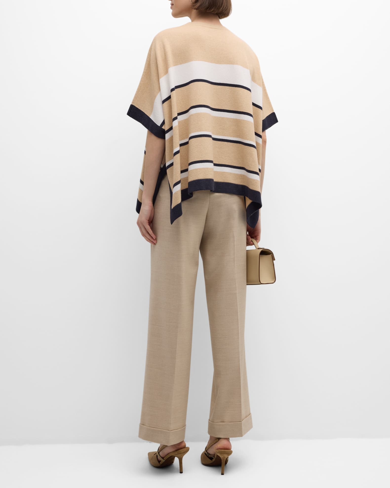 Peserico Striped Chain-Trim Handkerchief Cape | Neiman Marcus