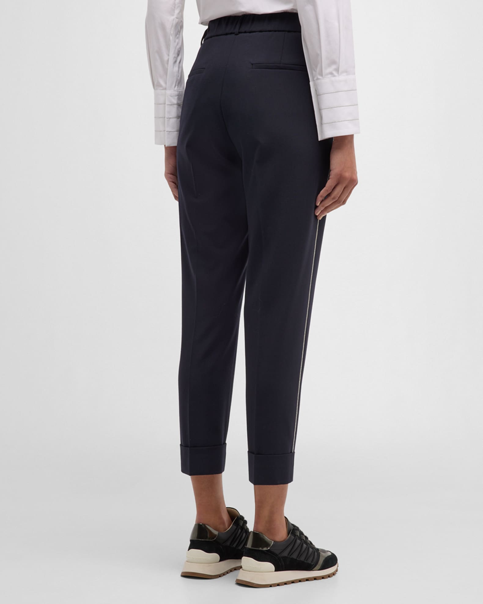 Peserico Cropped Chain-Trim Pants | Neiman Marcus