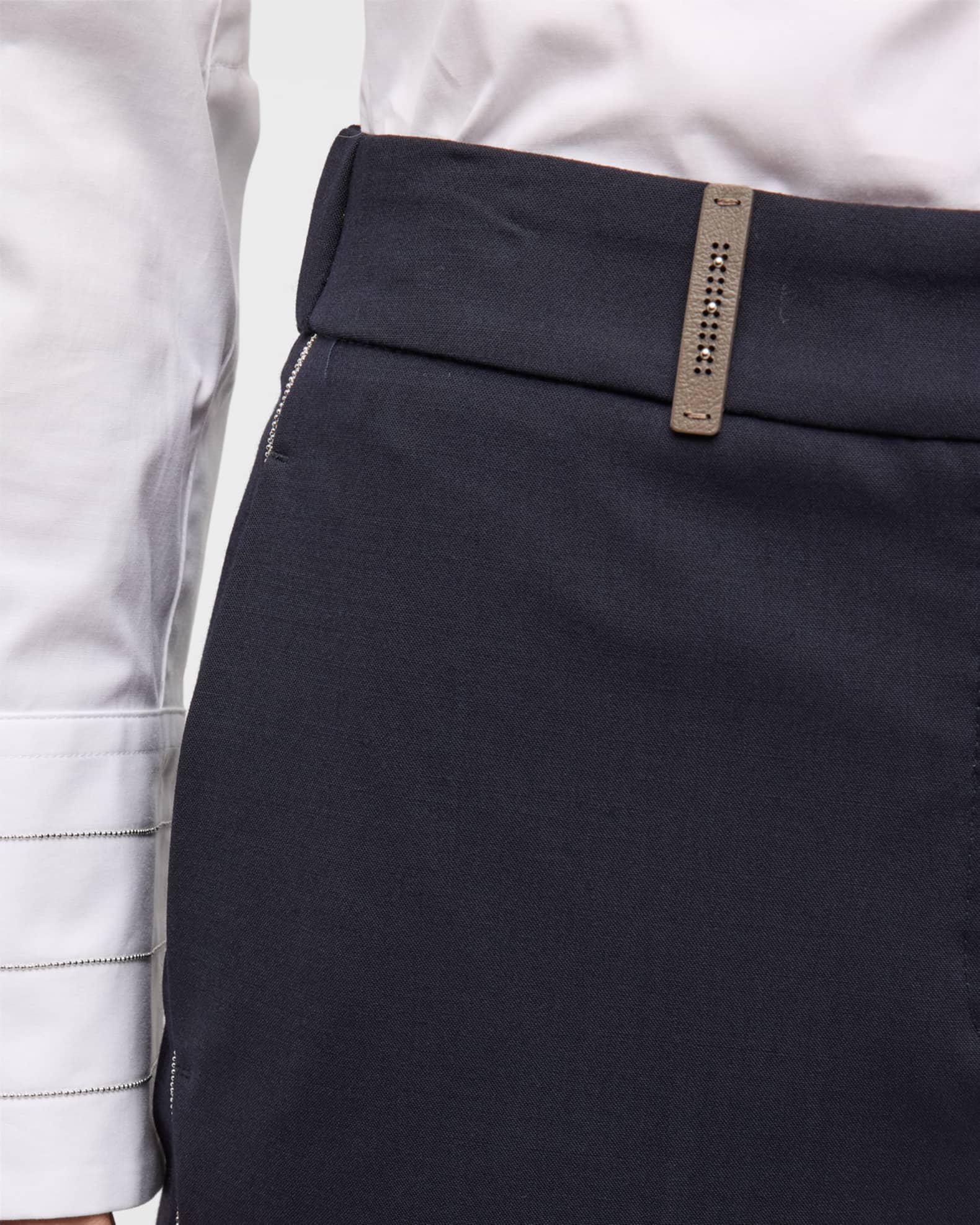 Peserico Cropped Chain-Trim Pants | Neiman Marcus