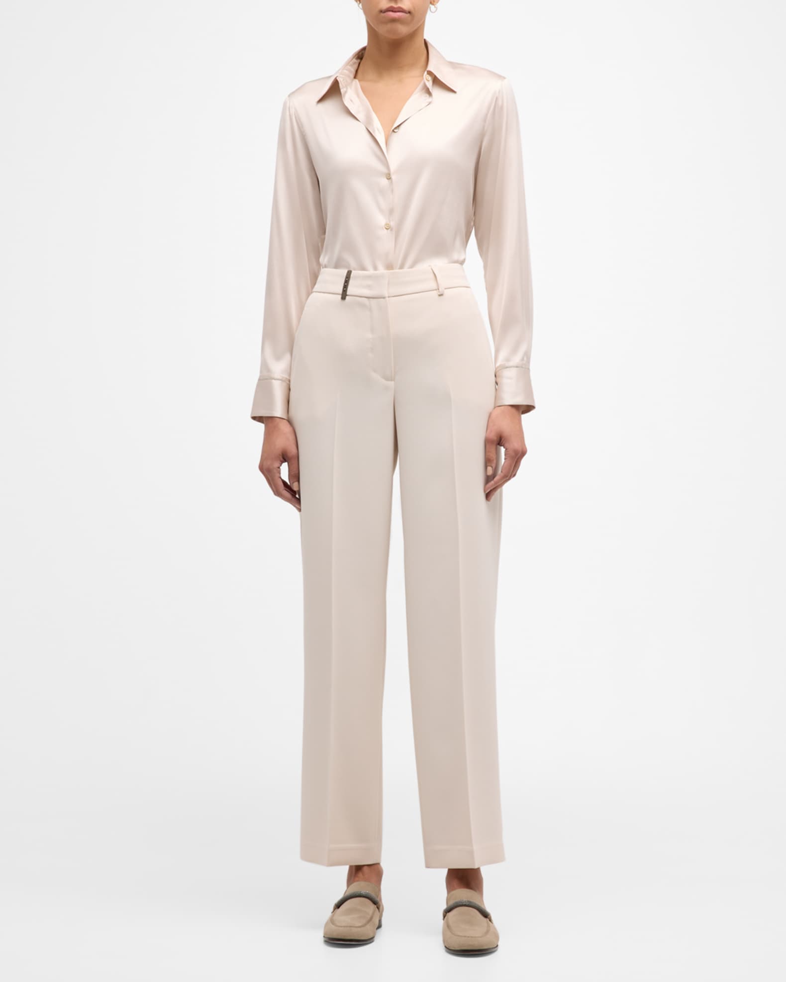 Peserico Button-Down Silk Shirt | Neiman Marcus