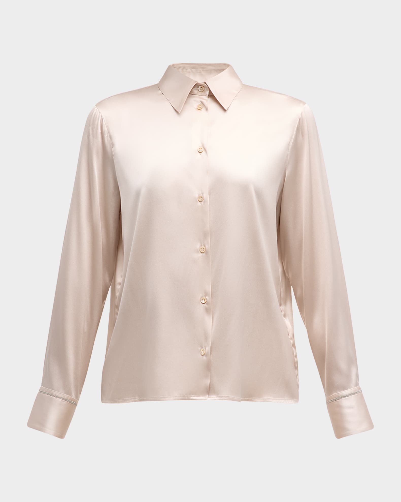 Peserico Button-Down Silk Shirt | Neiman Marcus