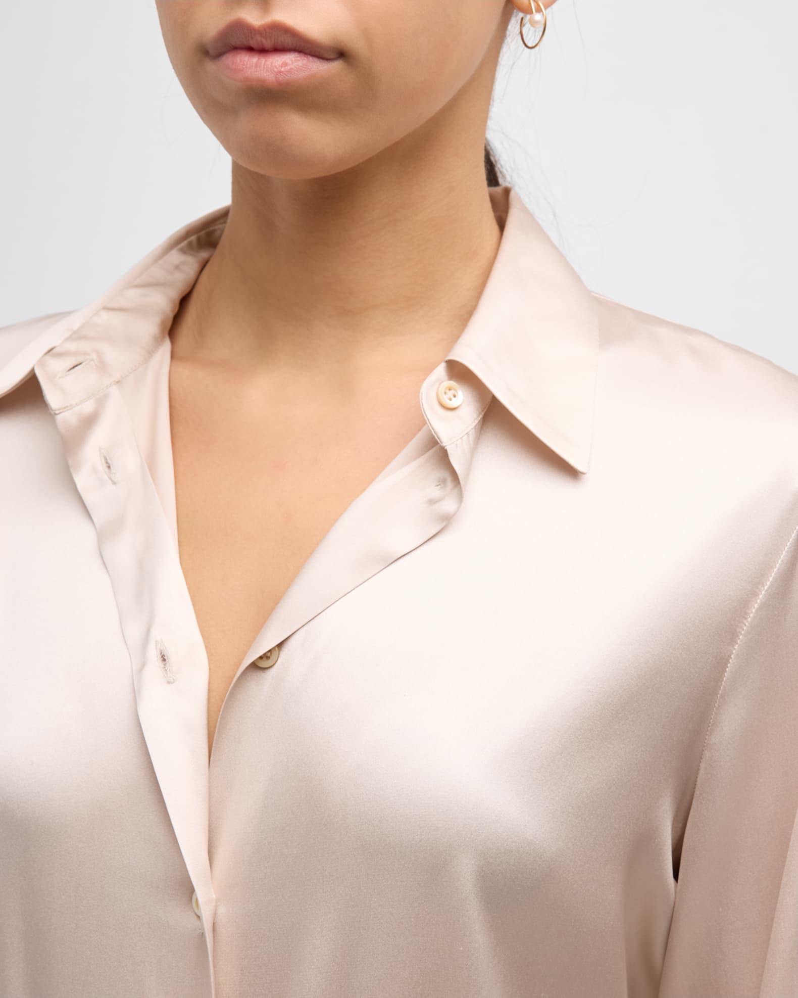 Peserico Button-Down Silk Shirt | Neiman Marcus