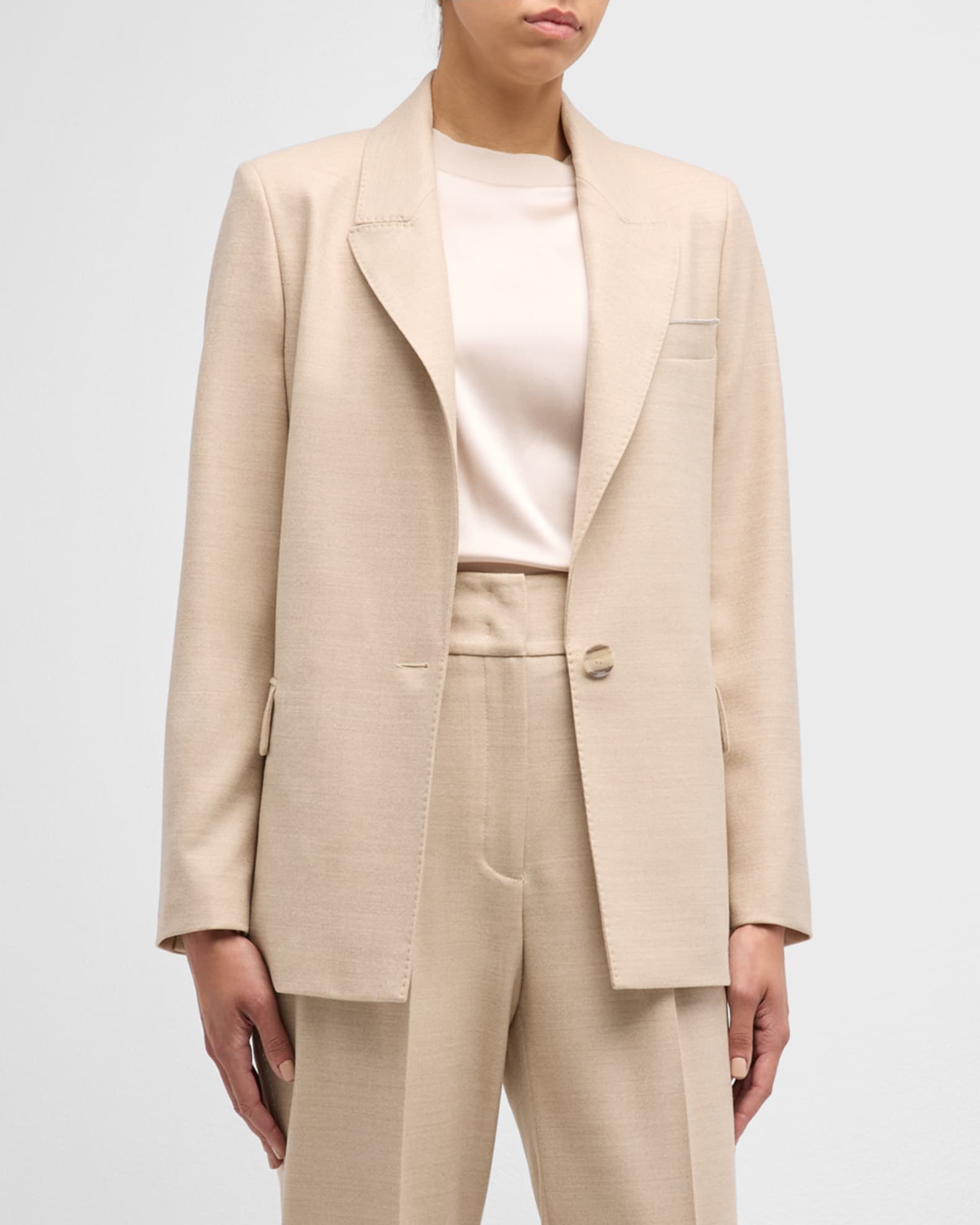 Peserico Single-Button Pick Stitch Blazer | Neiman Marcus