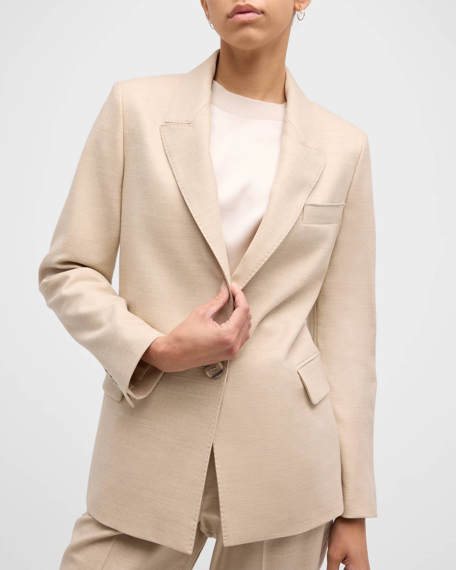 Peserico Single-Button Pick Stitch Blazer | Neiman Marcus