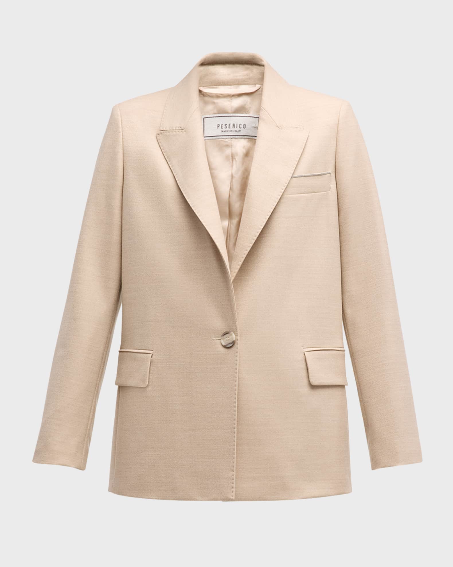 Peserico Single-Button Pick Stitch Blazer | Neiman Marcus