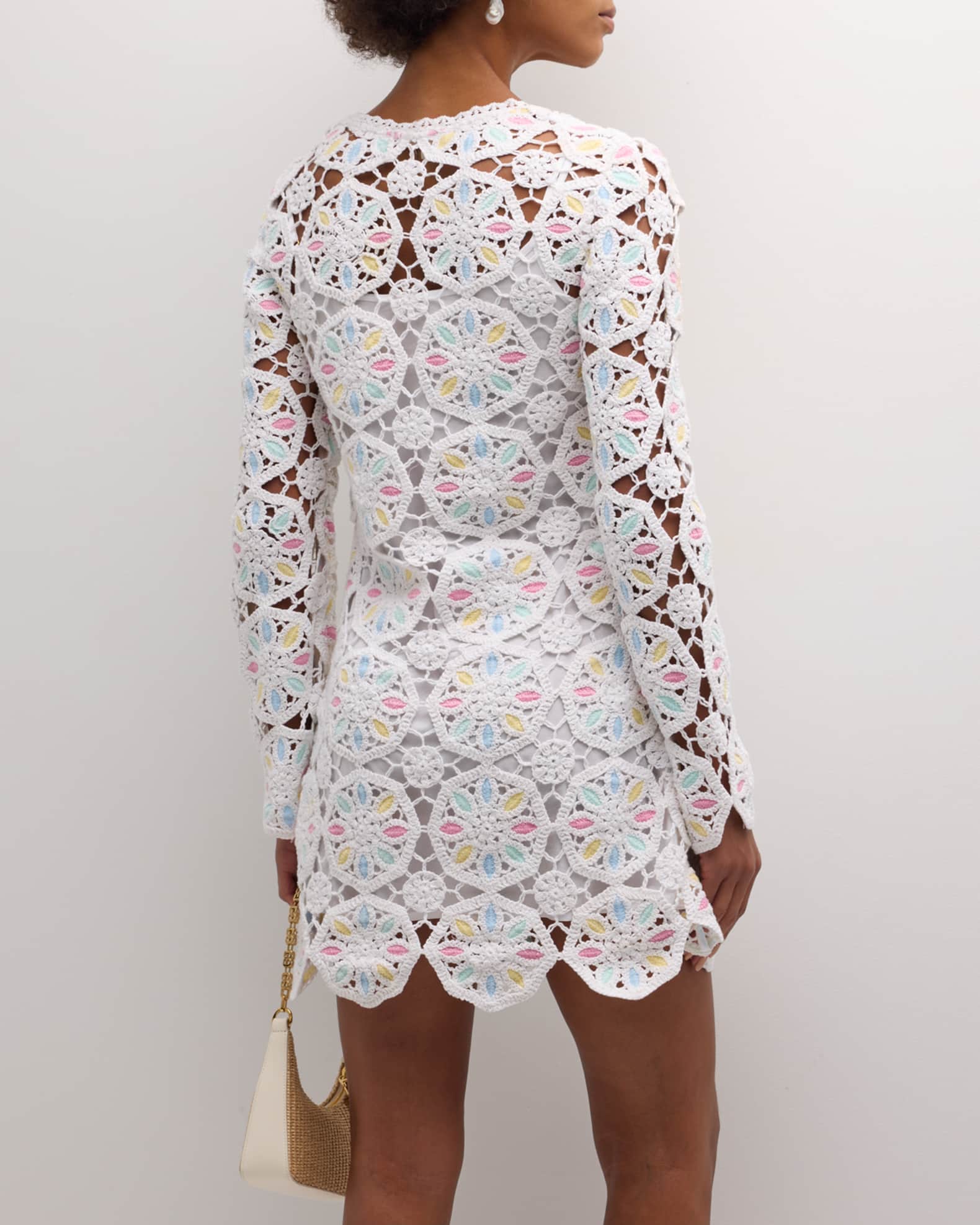 LoveShackFancy Poemes Open Crochet Mini Dress | Neiman Marcus