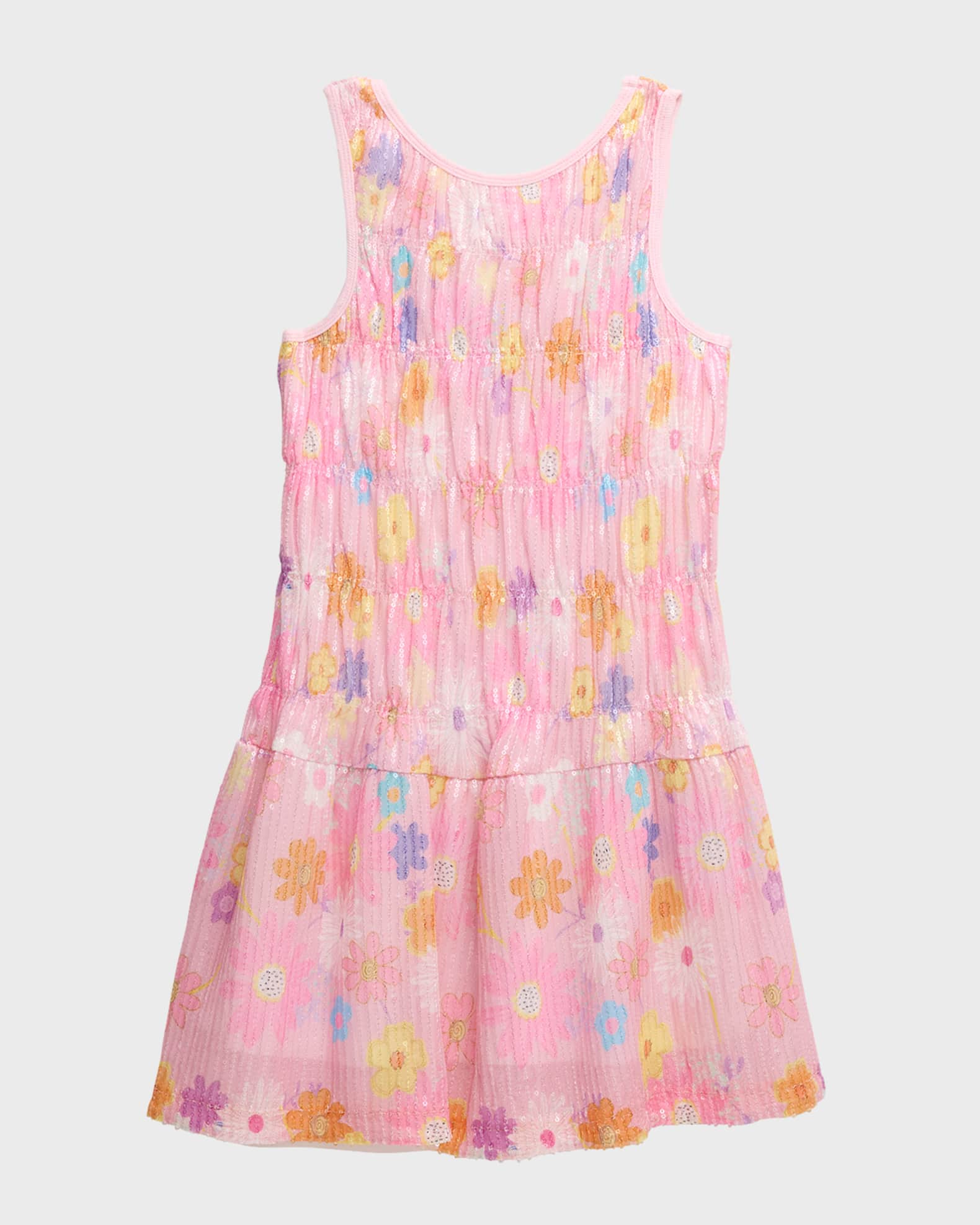 Hannah Banana Girl's Floral-Print Sequin Dress, Size 7-14 | Neiman Marcus