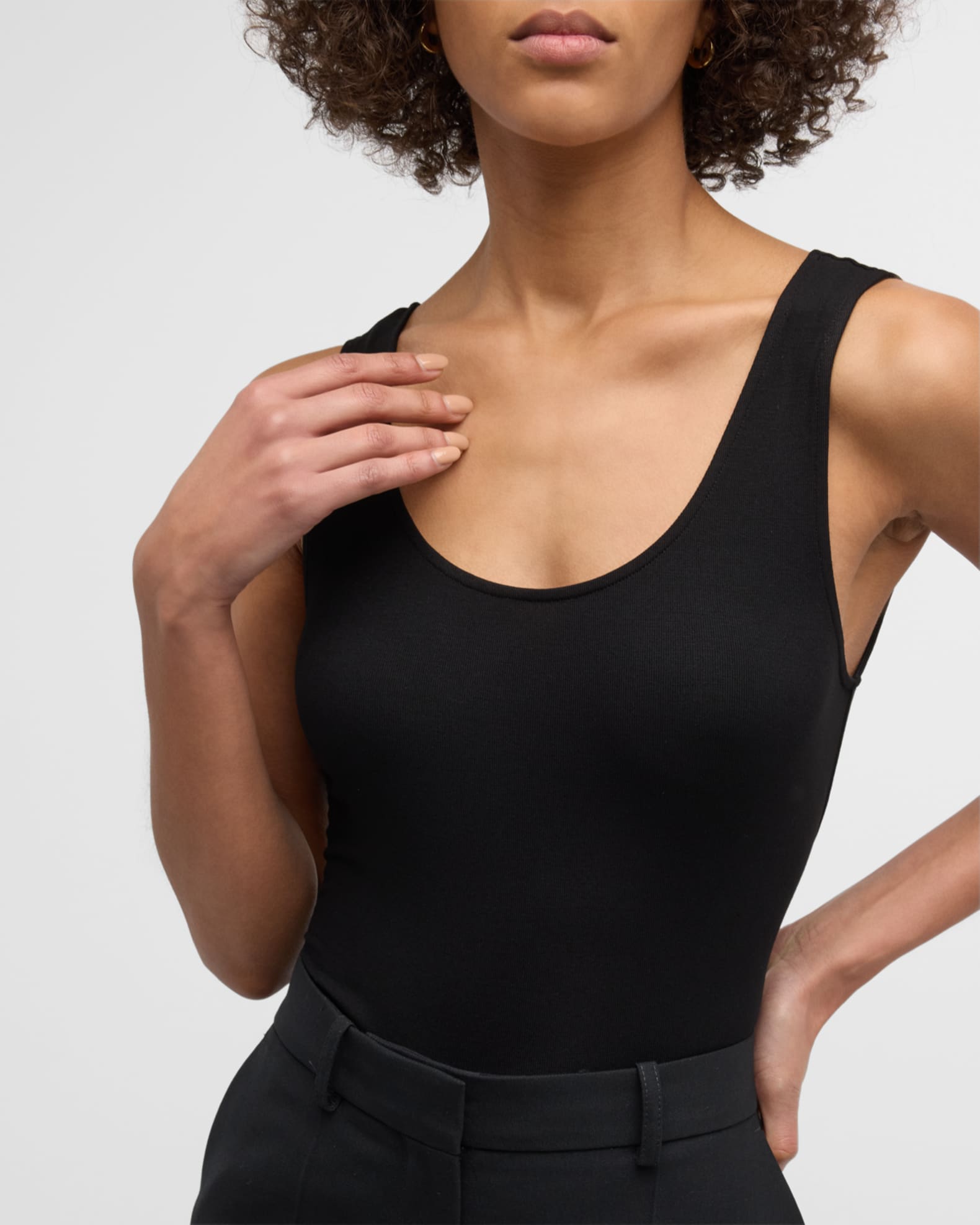 Theory Deep Scoop Ribbed Tank Top | Neiman Marcus