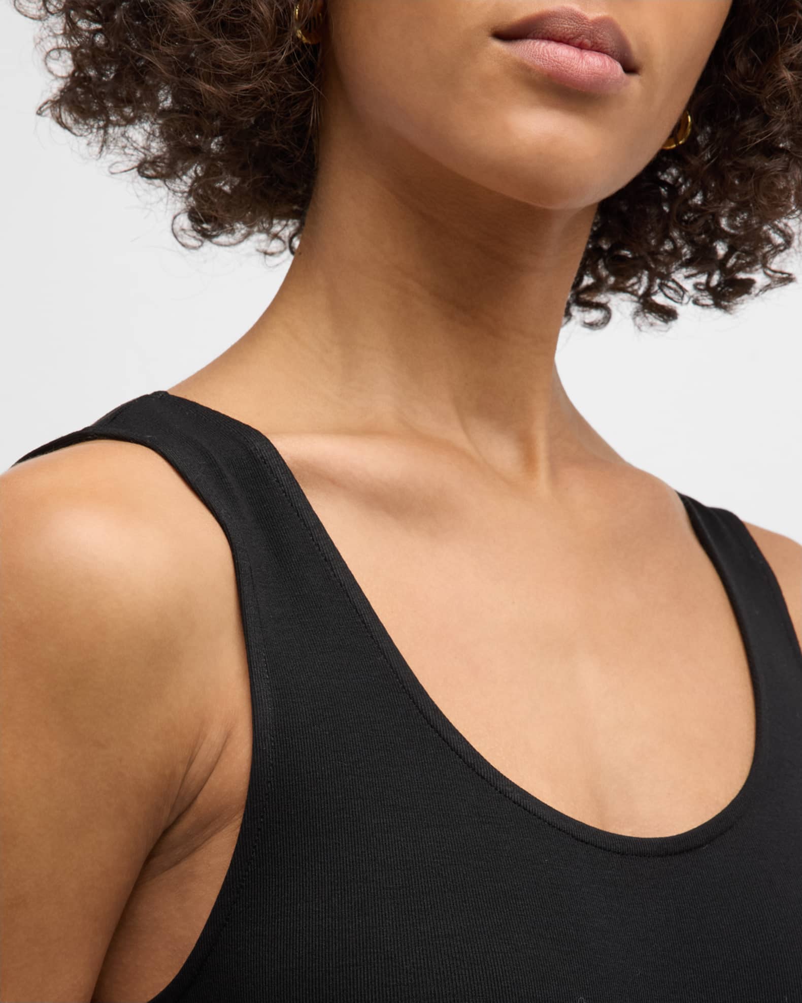 Theory Deep Scoop Ribbed Tank Top | Neiman Marcus