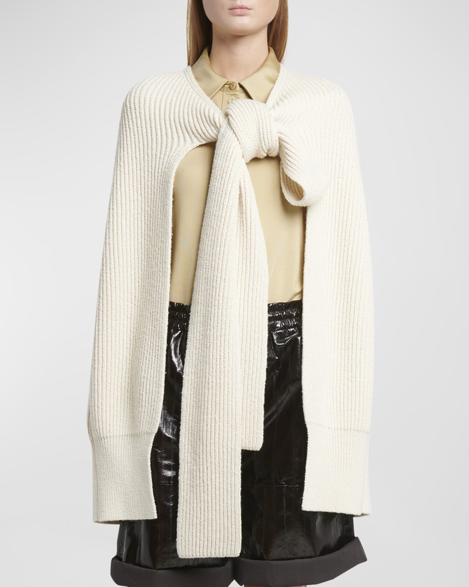 Jil Sander Rib Knitted Cape | Neiman Marcus